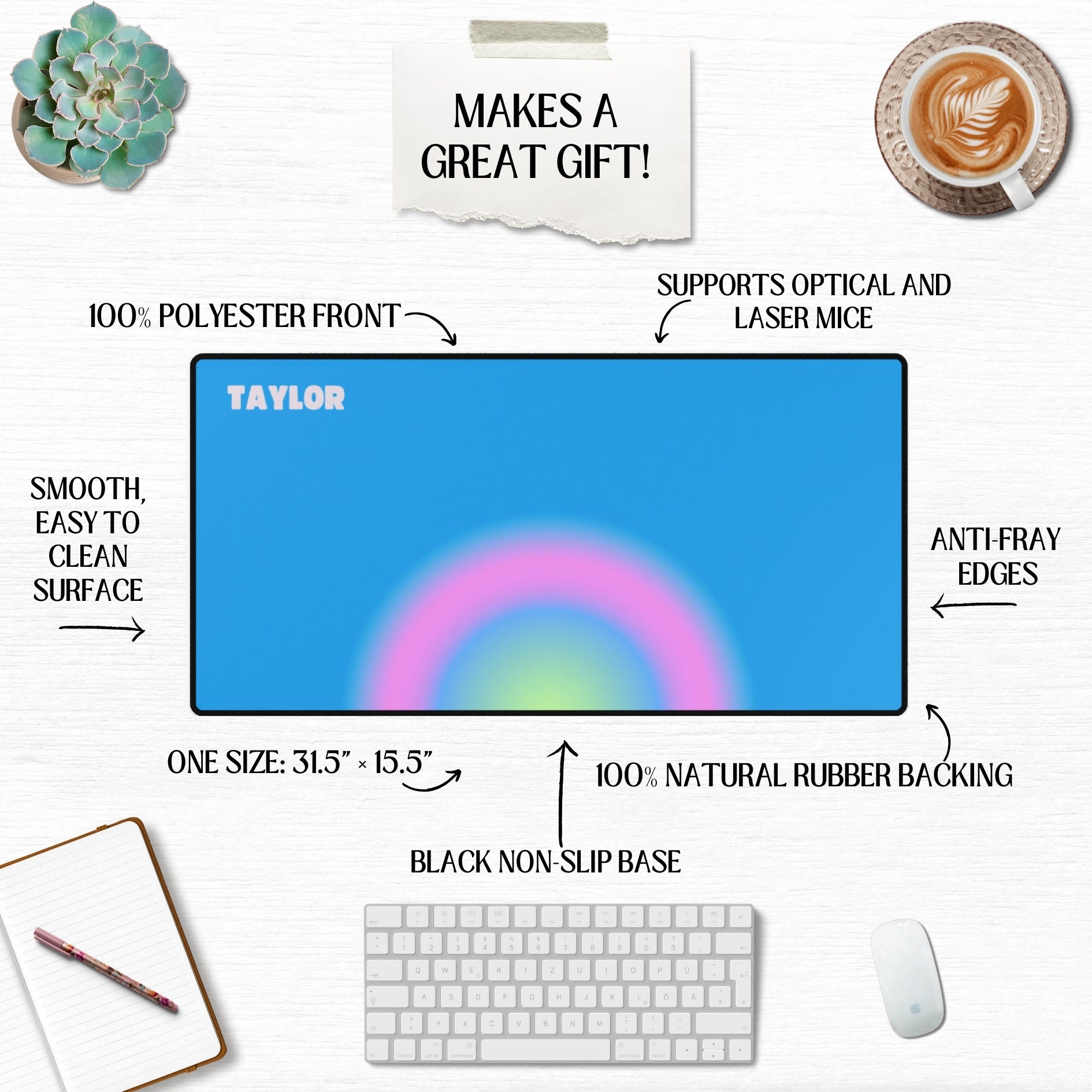 Blue Desk Mat Aesthetic, Desk Mat Pastel, Aura Desk Mat, Preppy Desk ...
