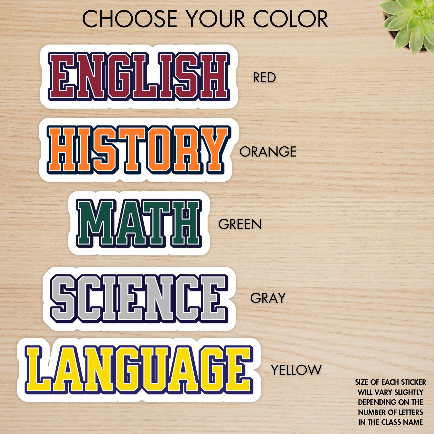 School Subject Stickers, Binder Stickers, School Labels, Personalized ...