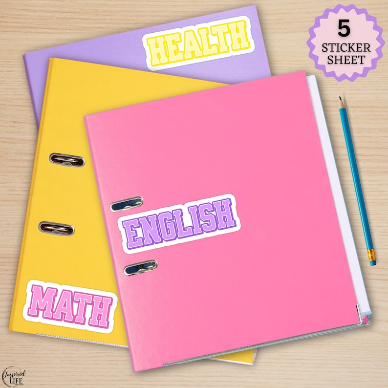 School Subject Stickers, Binder Stickers, School Subject Label ...