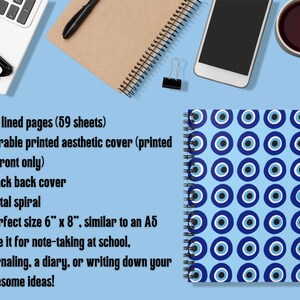 Preppy Notebook, Aesthetic Notebook for School, Evil Eye Notebook ...