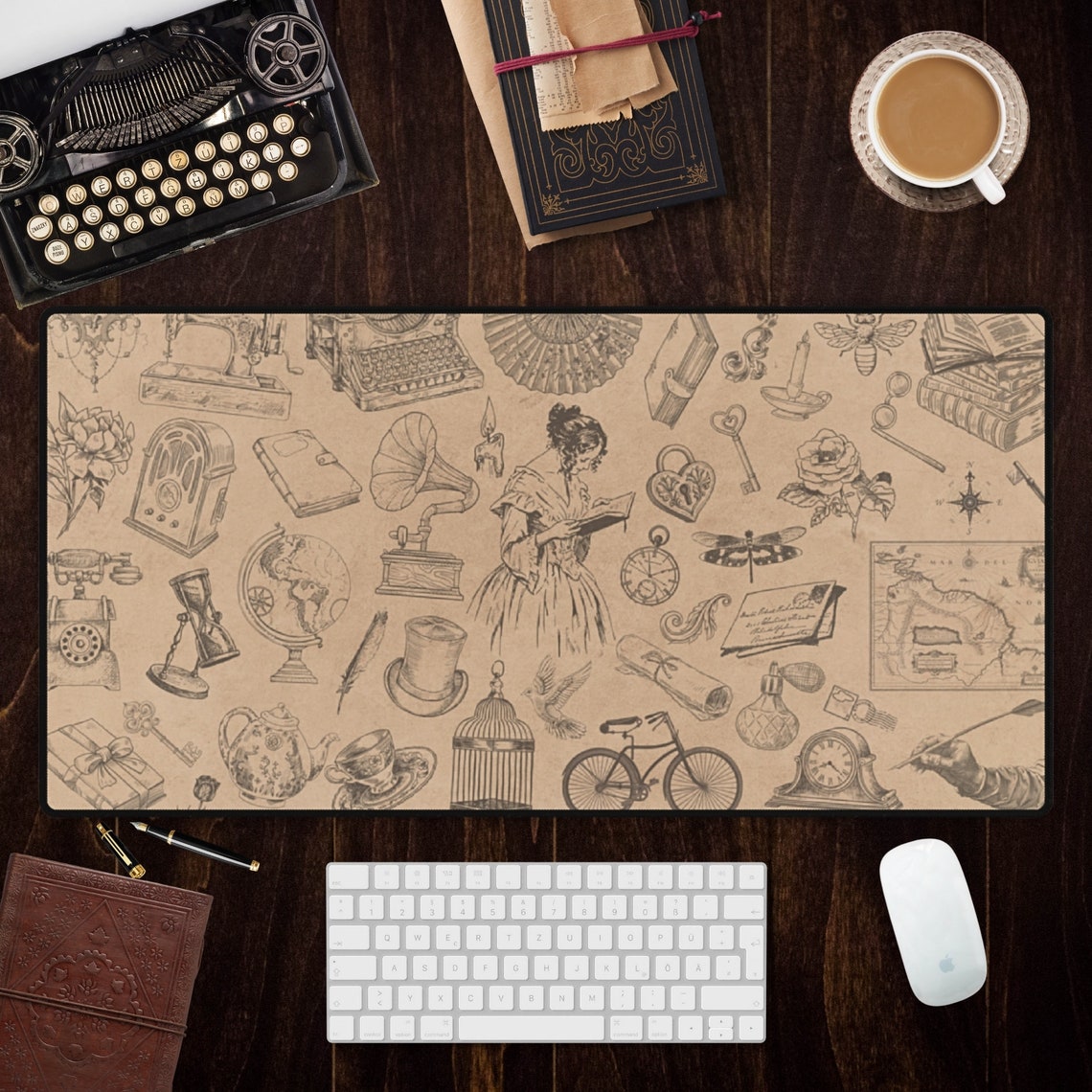 Vintage Desk Mat, Dark Academia Desk Mat, Vintage Gifts, Computer Gift ...