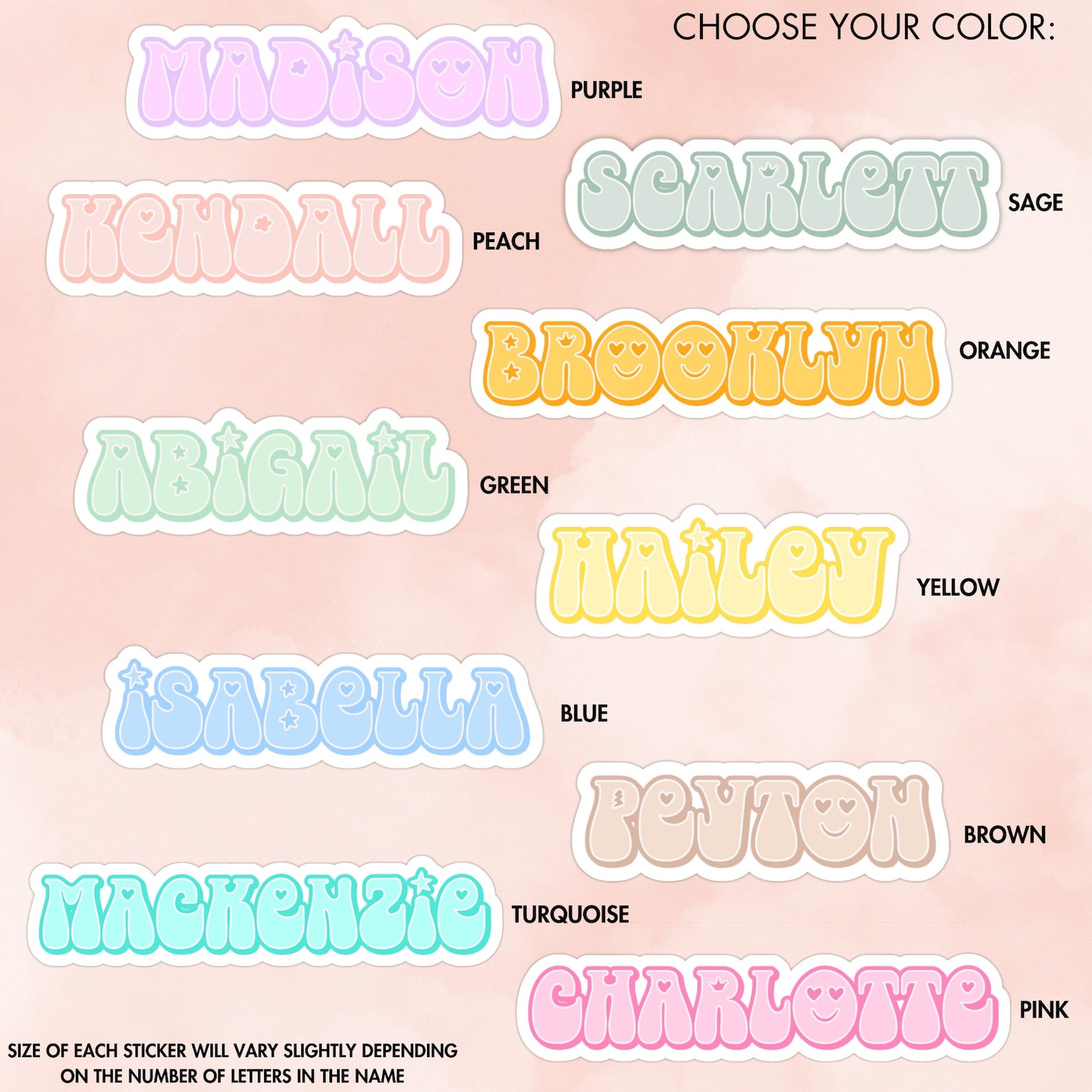 Kids Name Stickers, Aesthetic Name Decal, Vinyl Name Decal ...