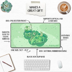 Kawaii Frog Desk Mat, Green, Cute, Desk Mat Aesthetic, Anime Desk Mat ...