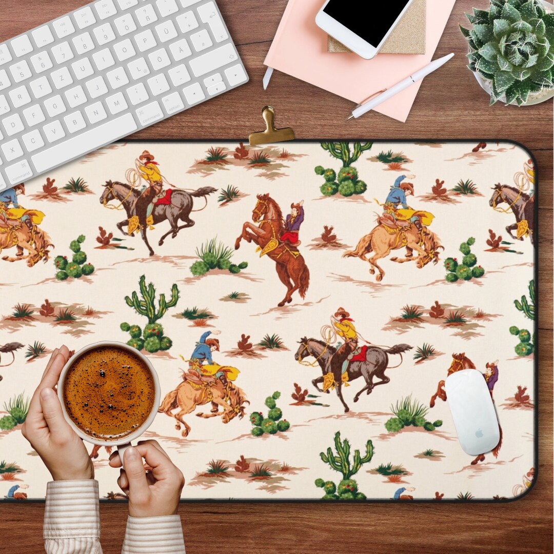 Western Desk Mat, Vintage Cowboy Rodeo, Western Desk Decor, Desk Mat ...