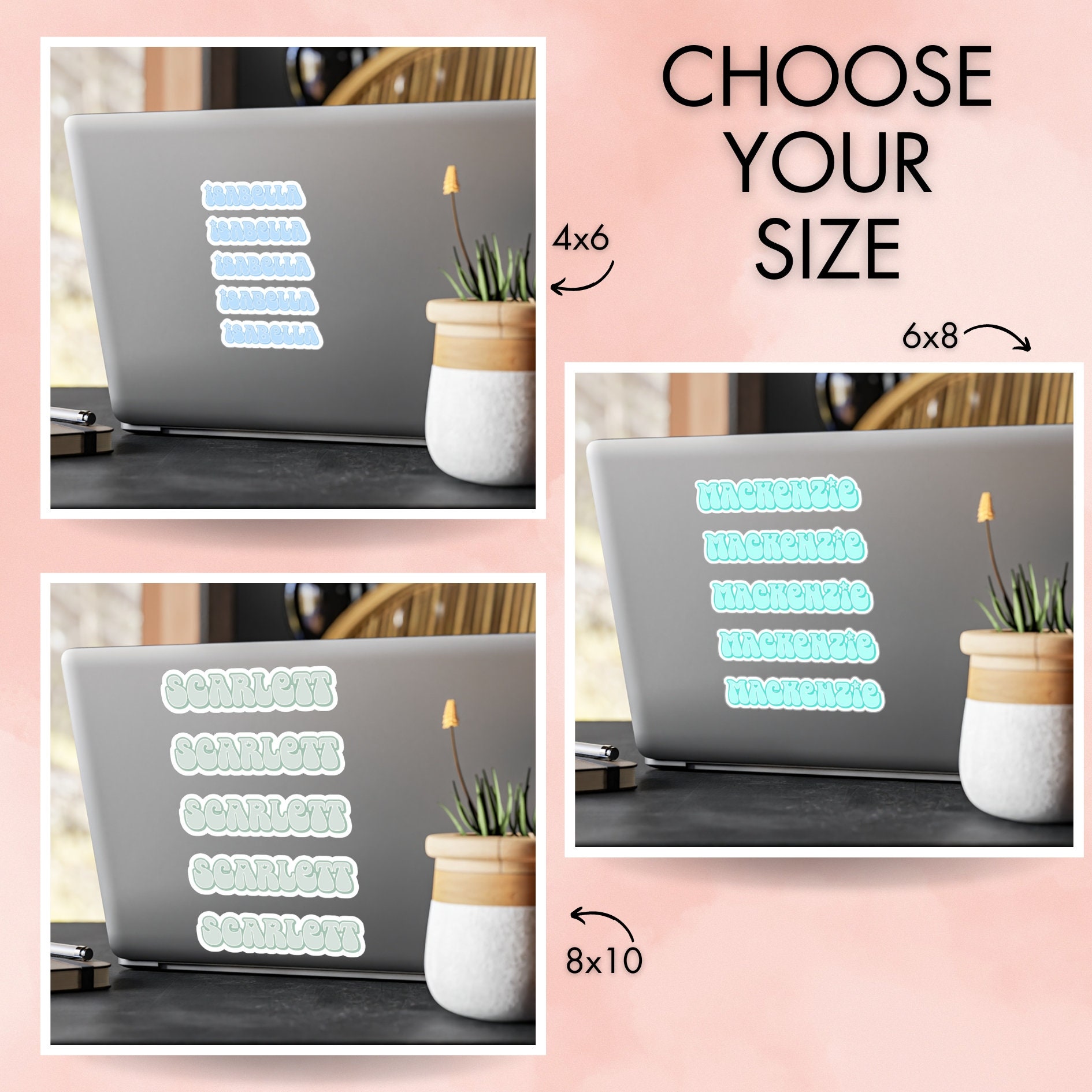 Kids Name Stickers, Aesthetic Name Decal, Vinyl Name Decal ...