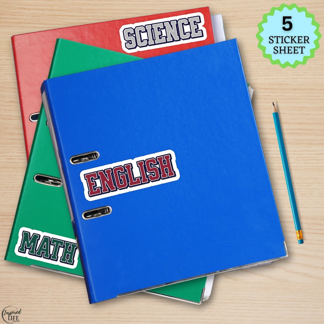 Subject Labels, Binder Stickers, School Subject Stickers, Personalized ...
