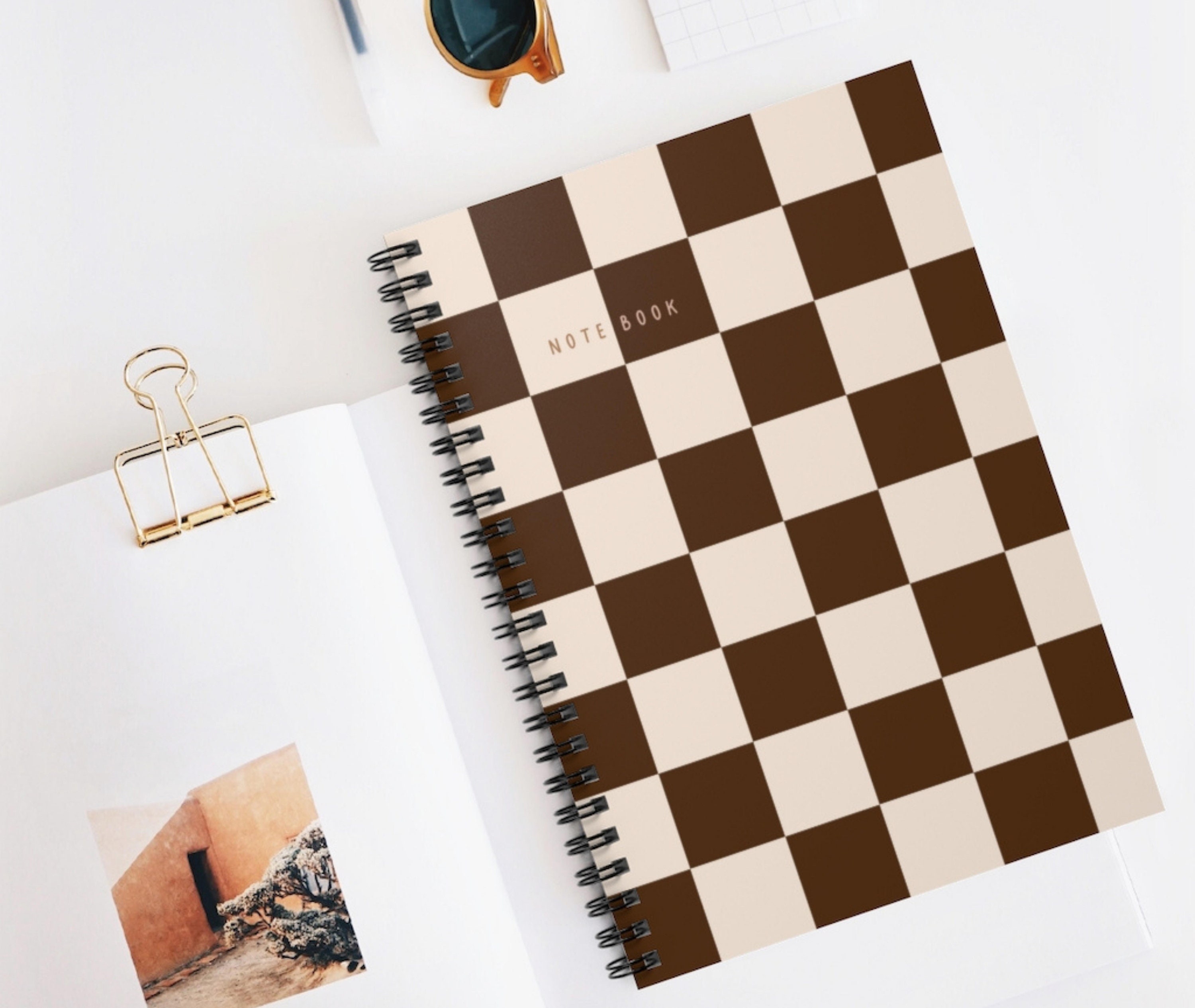 Checkered Notebook, Aesthetic Notebook for School, Checkered Journal ...