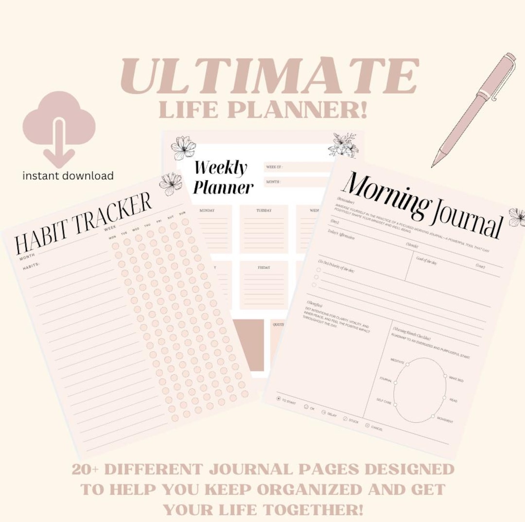 DIGITAL LIFE PLANNER, Downloadable Journal, Daily Journal, Habit ...