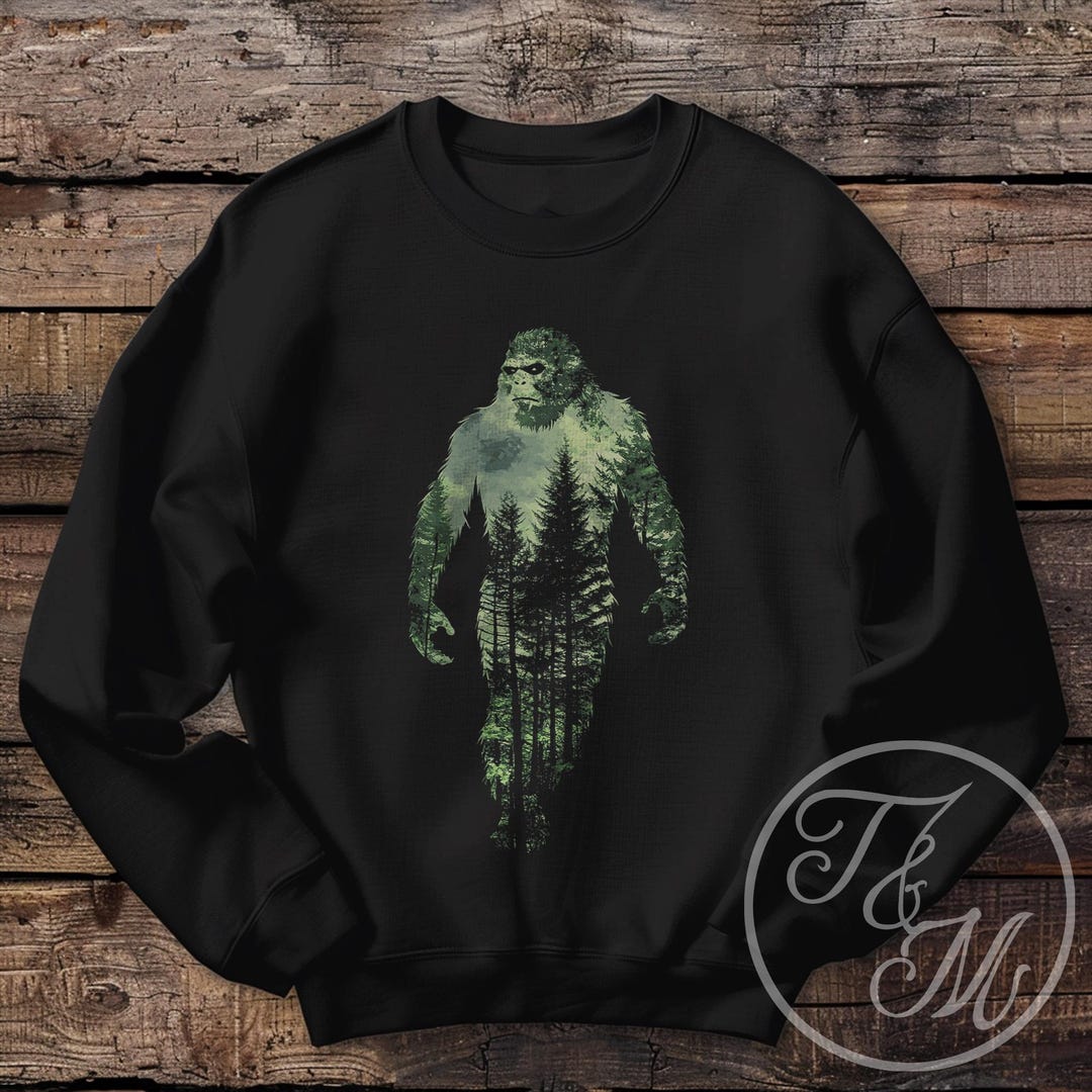 Forest Bigfoot Cryptid Graphic Design on Heavy Blend Crewneck ...
