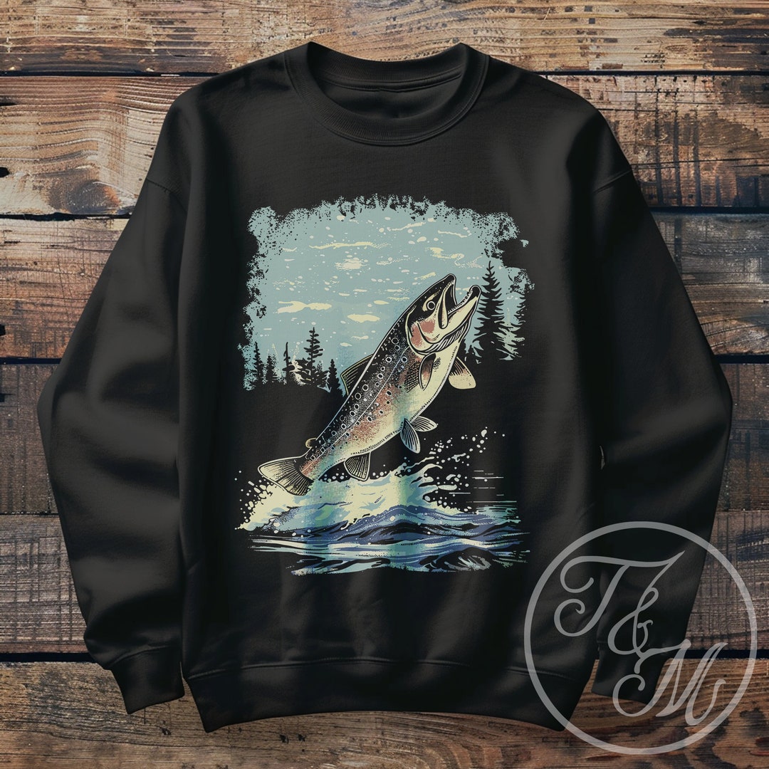 Simple Trout Graphic Design on Heavy Blend Crewneck Sweatshirt, Gifts ...
