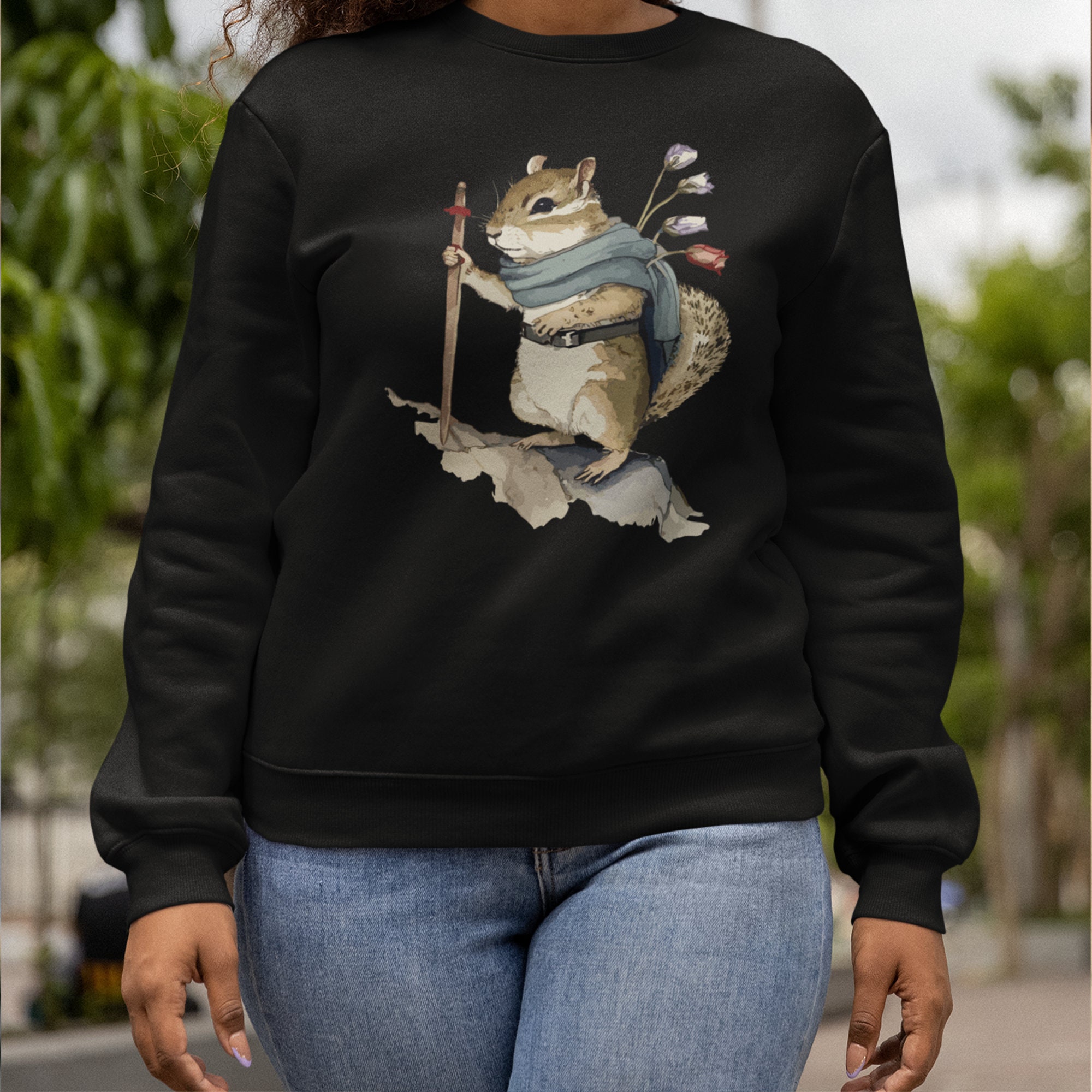 Chipmunk Warrior Watercolor Animal Graphic Design on Unisex Heavy Blend ...