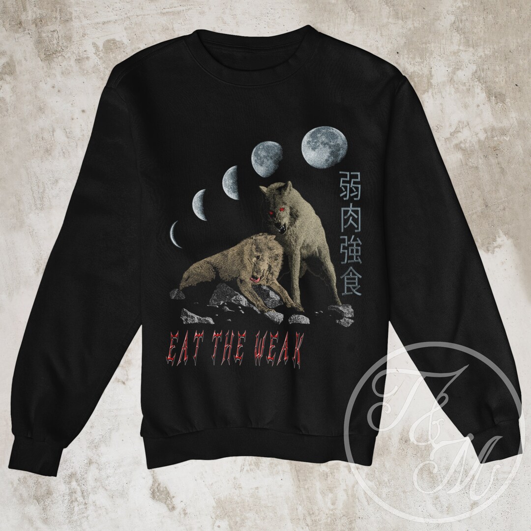Eat the Weak Wolf & Moon Phase Design on Unisex Heavy Blend - Etsy