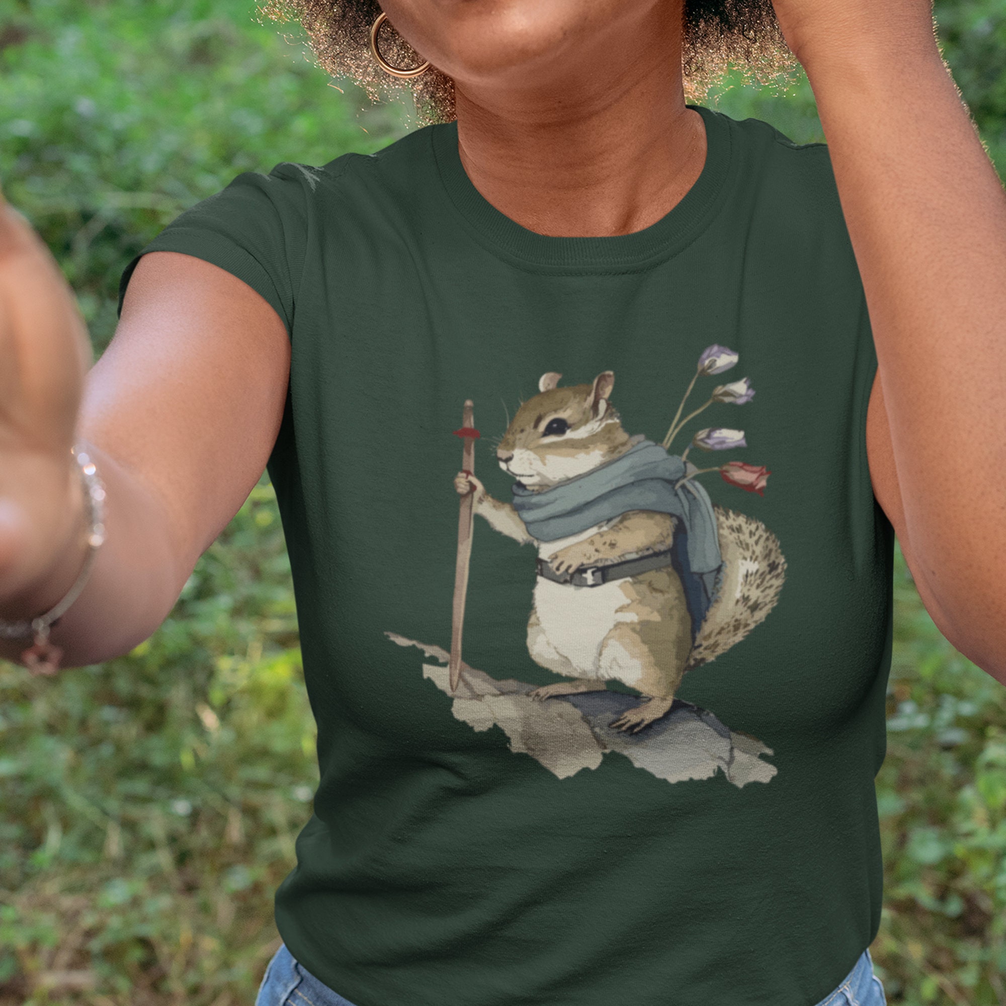 Chipmunk Warrior Watercolor Animal Graphic Design on Unisex Heavy ...