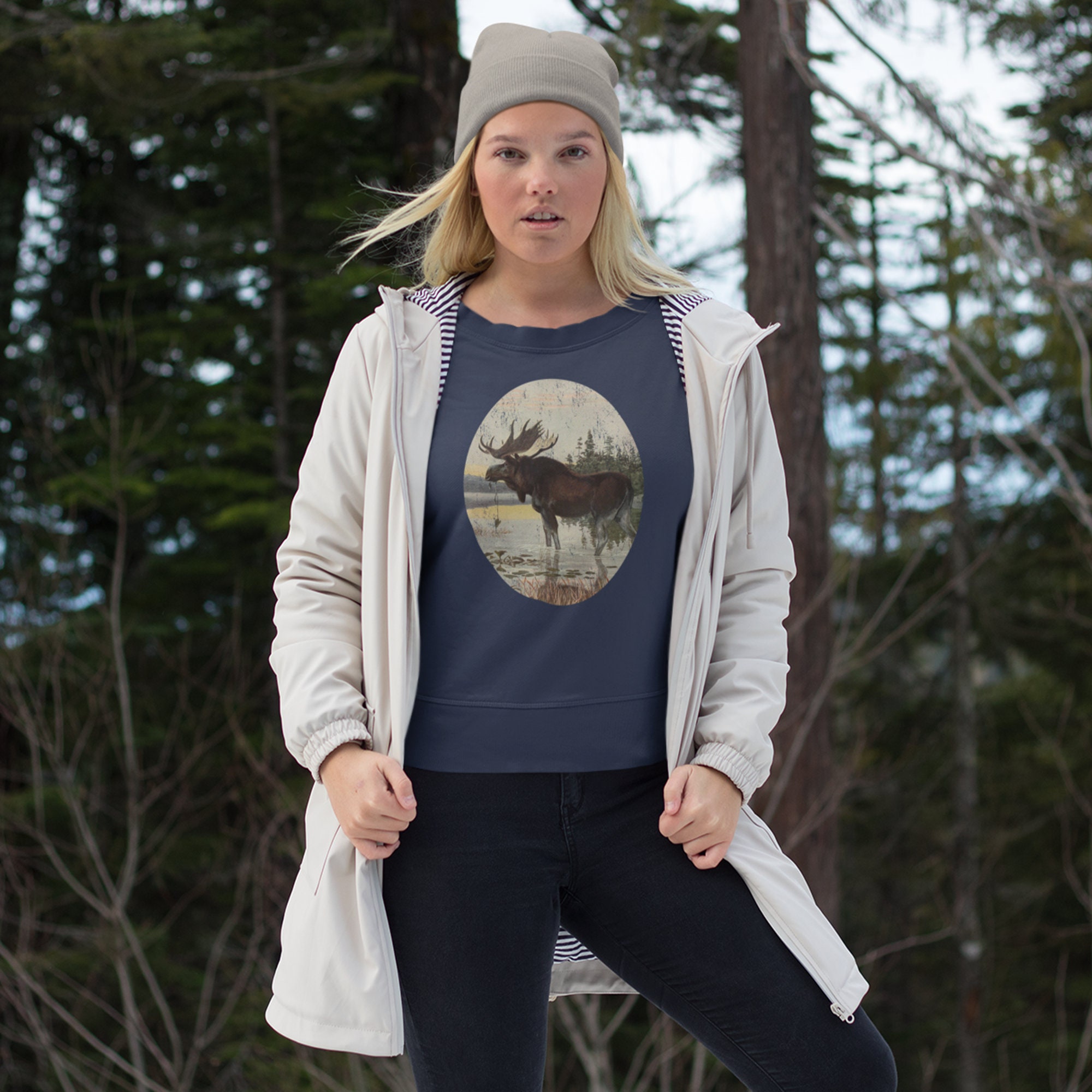 Vintage Textured Moose Print Design Unisex Heavy Blend - Etsy