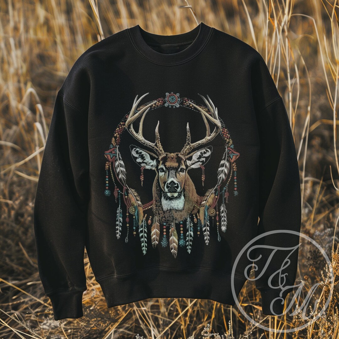 Vintage Style Whitetail Deer Tribal Dreamcatcher Graphic Design on ...