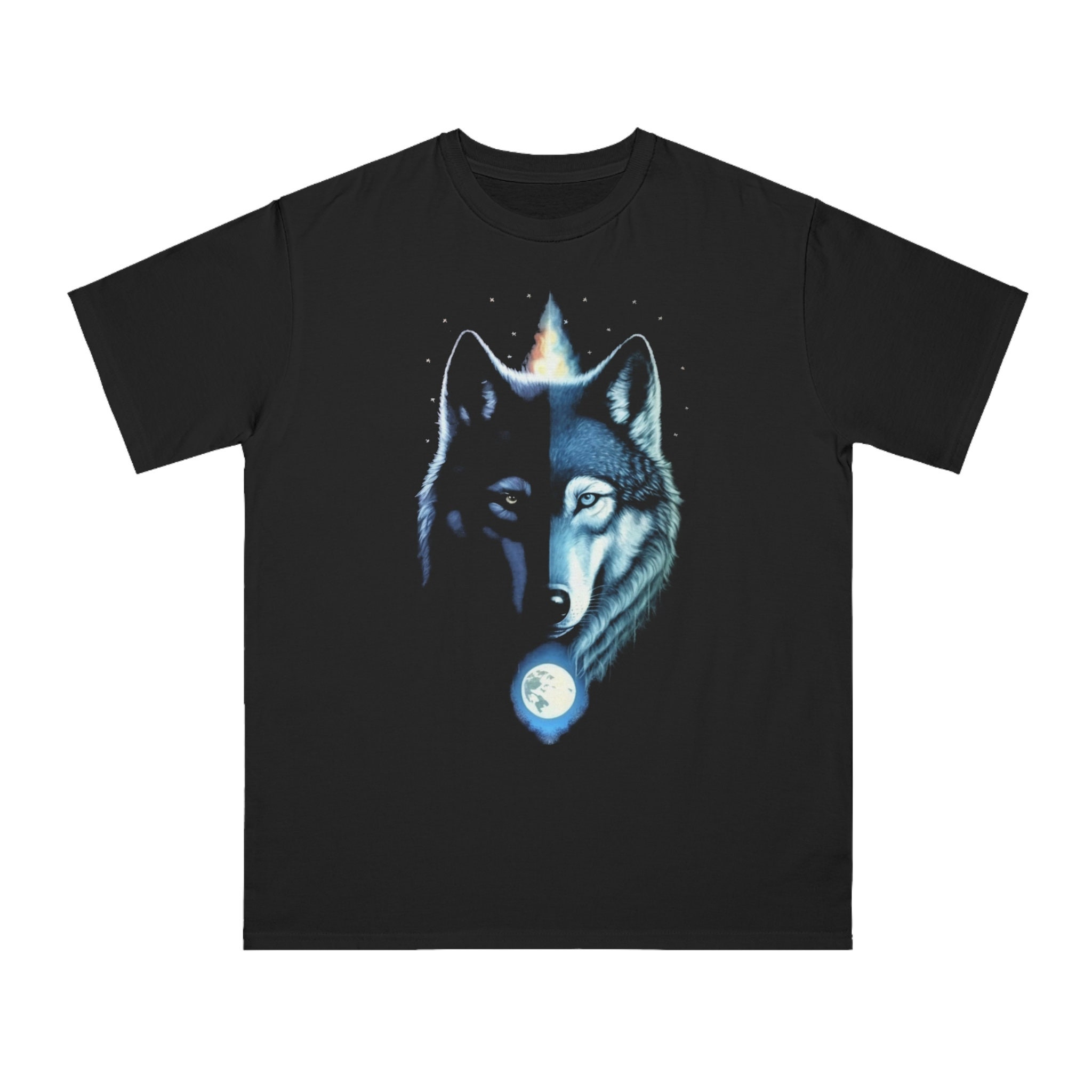 Vintage Style Yin Yang Duality Wolf Graphic Design on Organic - Etsy