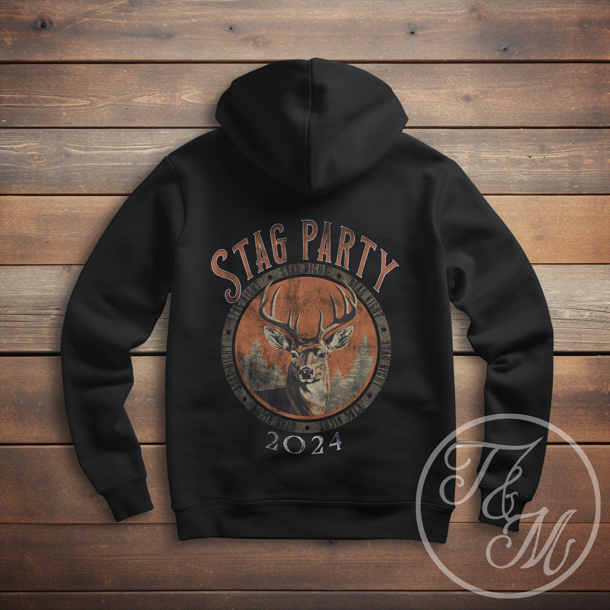 Vintage Style Deer Stag Party 2024 Graphic Design on Unisex Heavy Blend ...