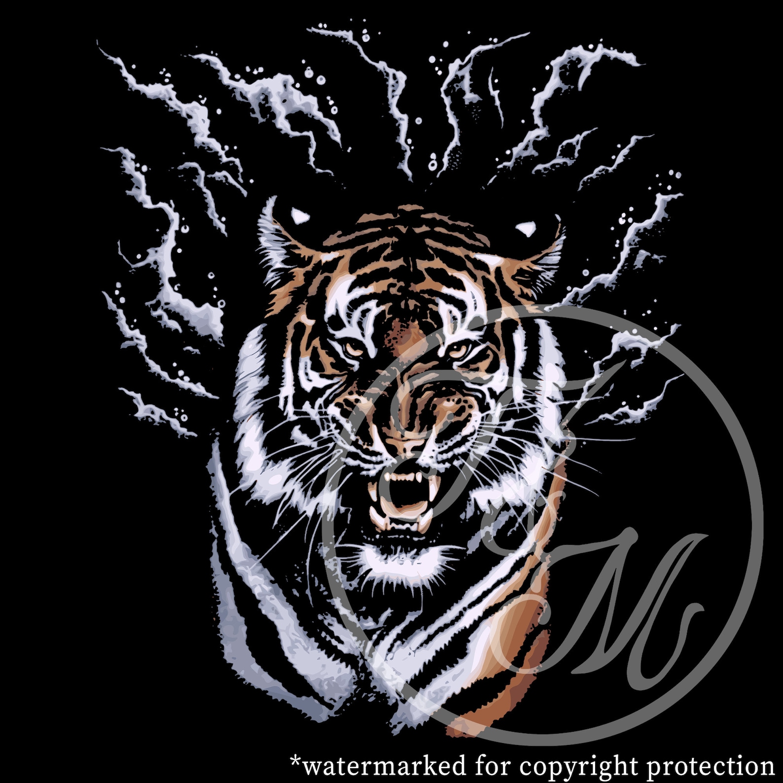 Vintage Style Y2K Inspired Tiger Graphic Design on Black Heavy Blend ...