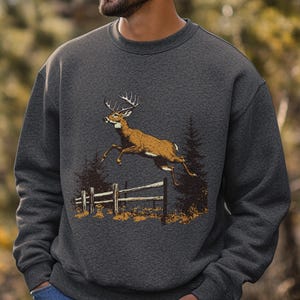 Whitetail Deer Cottagecore Graphic Design on Heavy Blend Crewneck ...