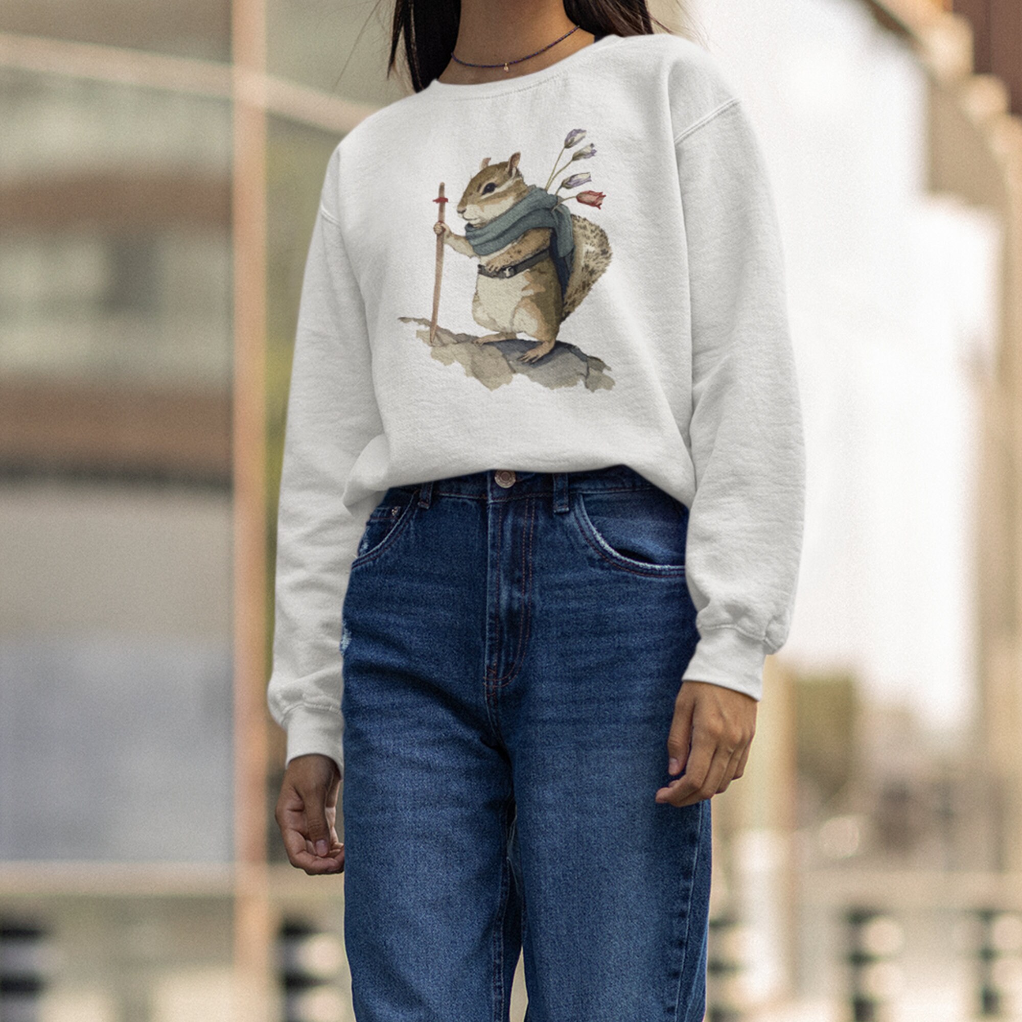 Chipmunk Warrior Watercolor Animal Graphic Design on Unisex Heavy Blend ...