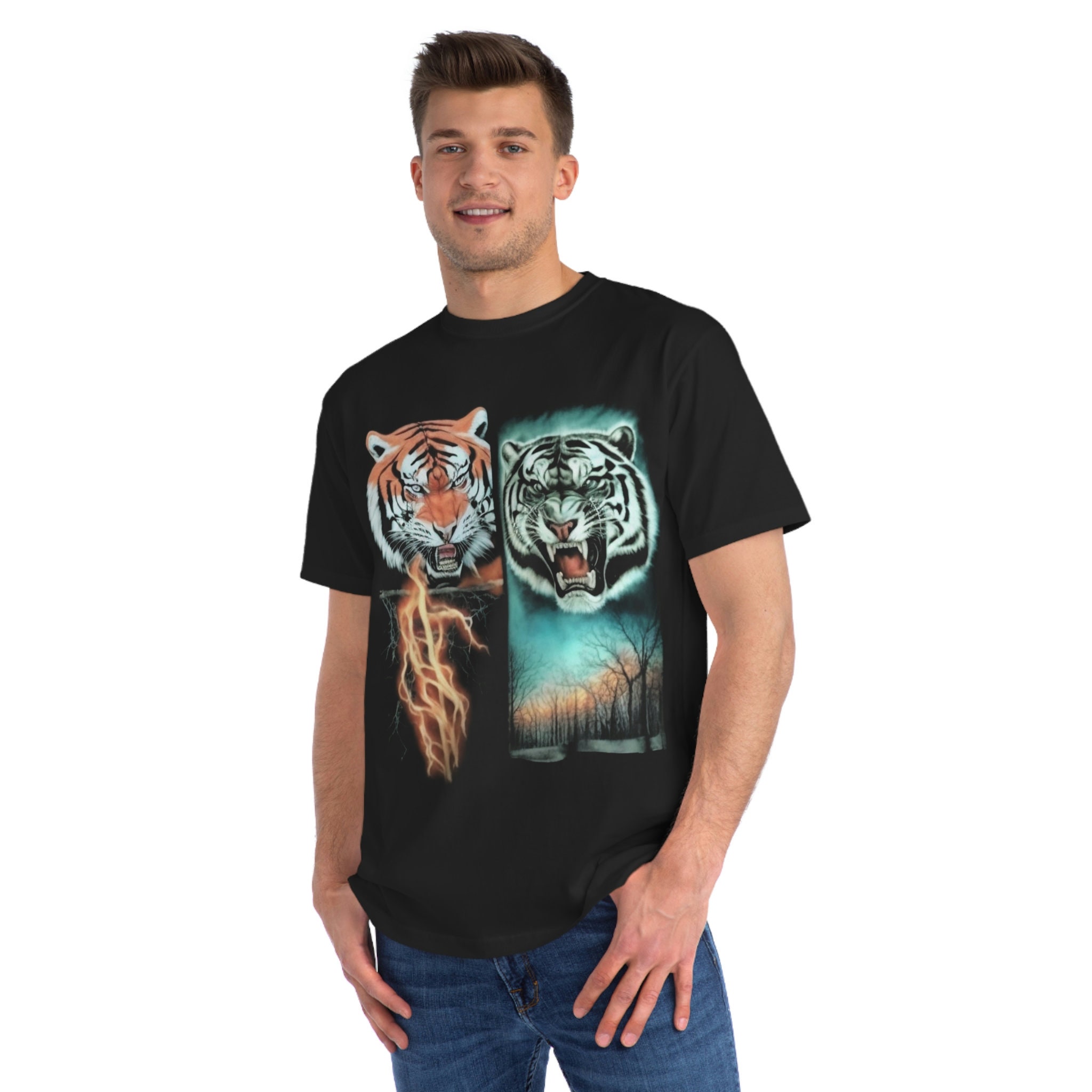 Vintage Style Duality Tiger Graphic Design on Unisex Classic - Etsy