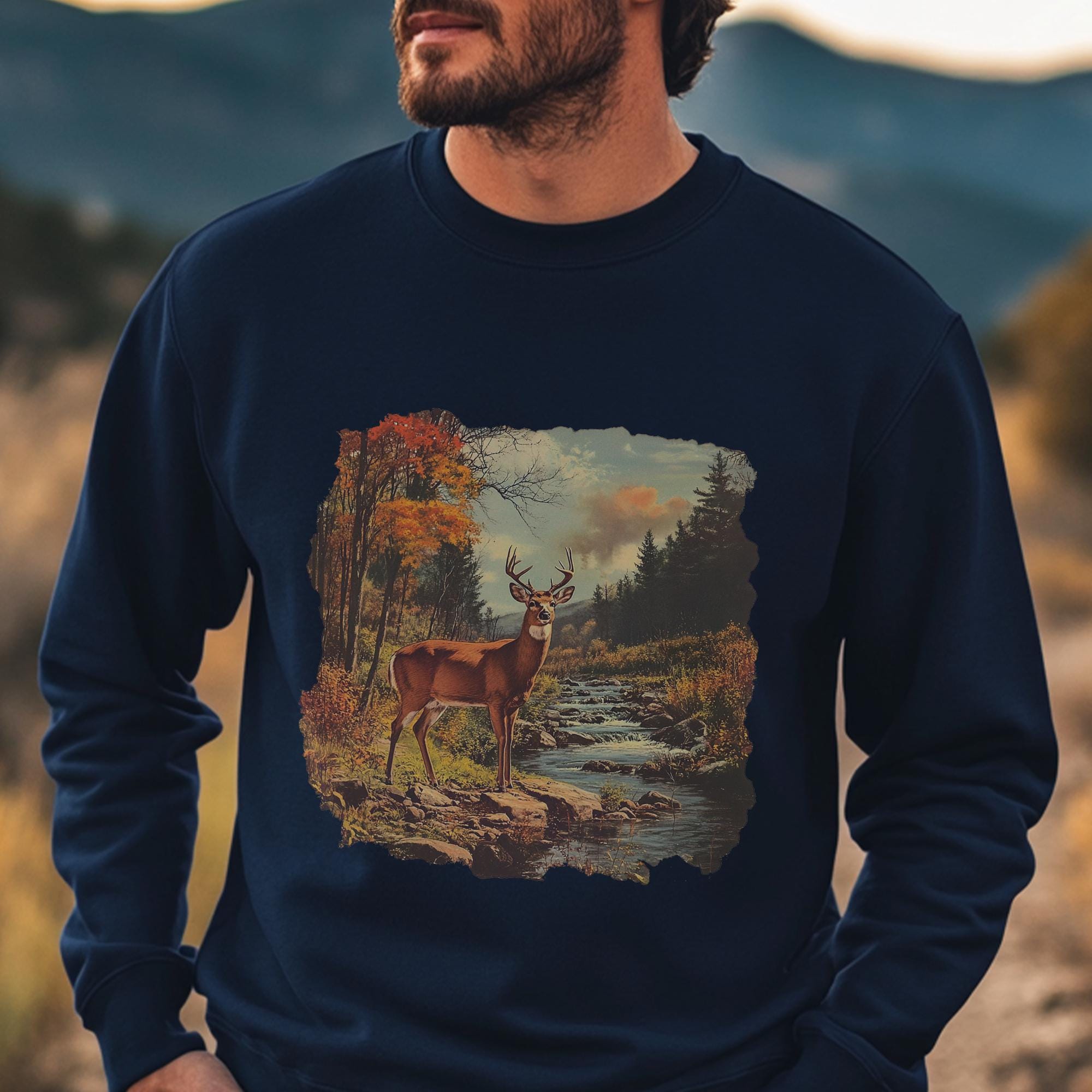 Vintage Inspired Whitetail Deer Cottagecore Graphic Design on Heavy ...