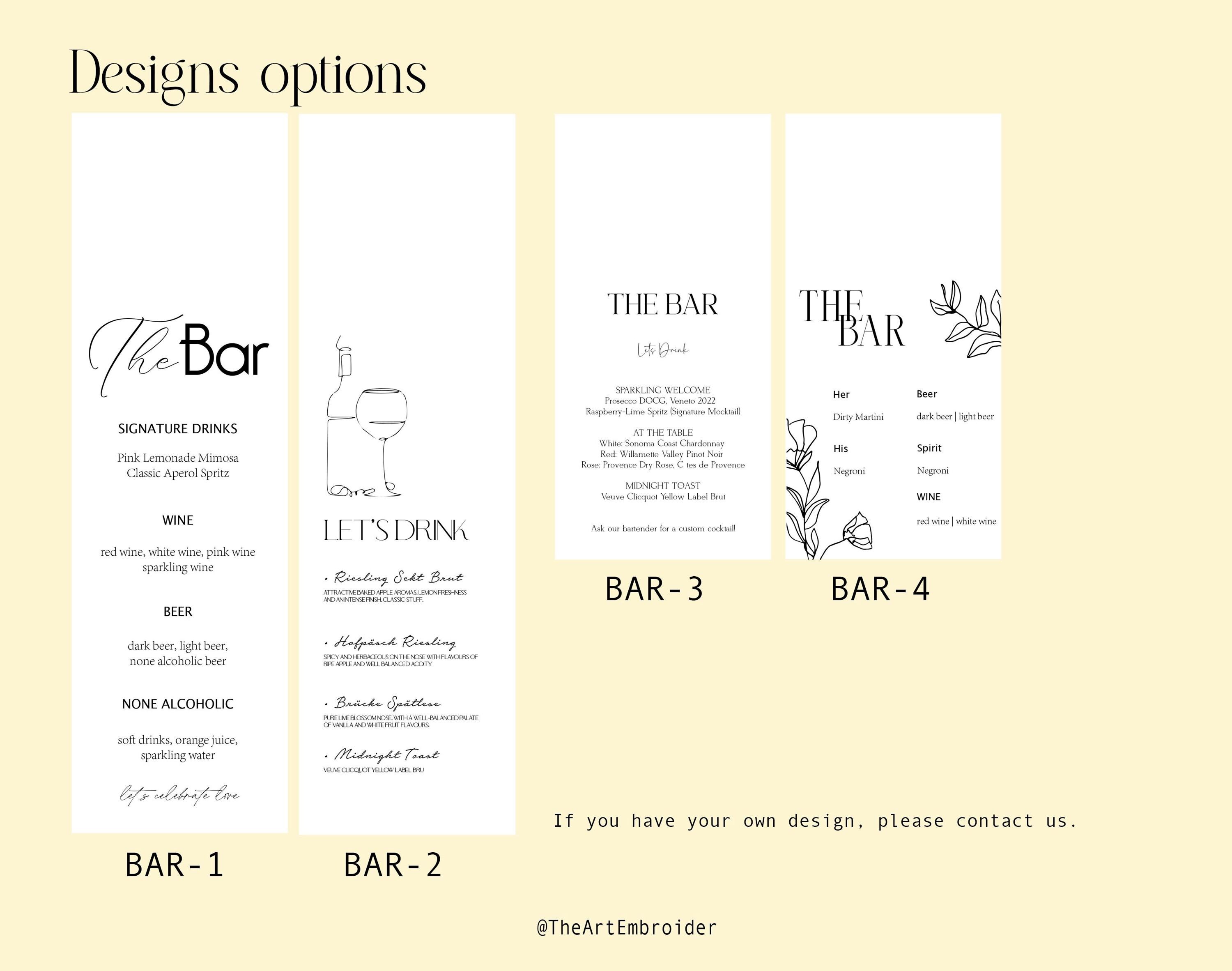 Custom Linen Bar Sign | Minimalist Wedding Menu Banner | Cocktail Drink ...