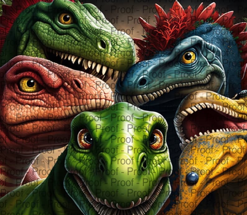 4 Pngs Dinosaurs Colorful Design - Etsy