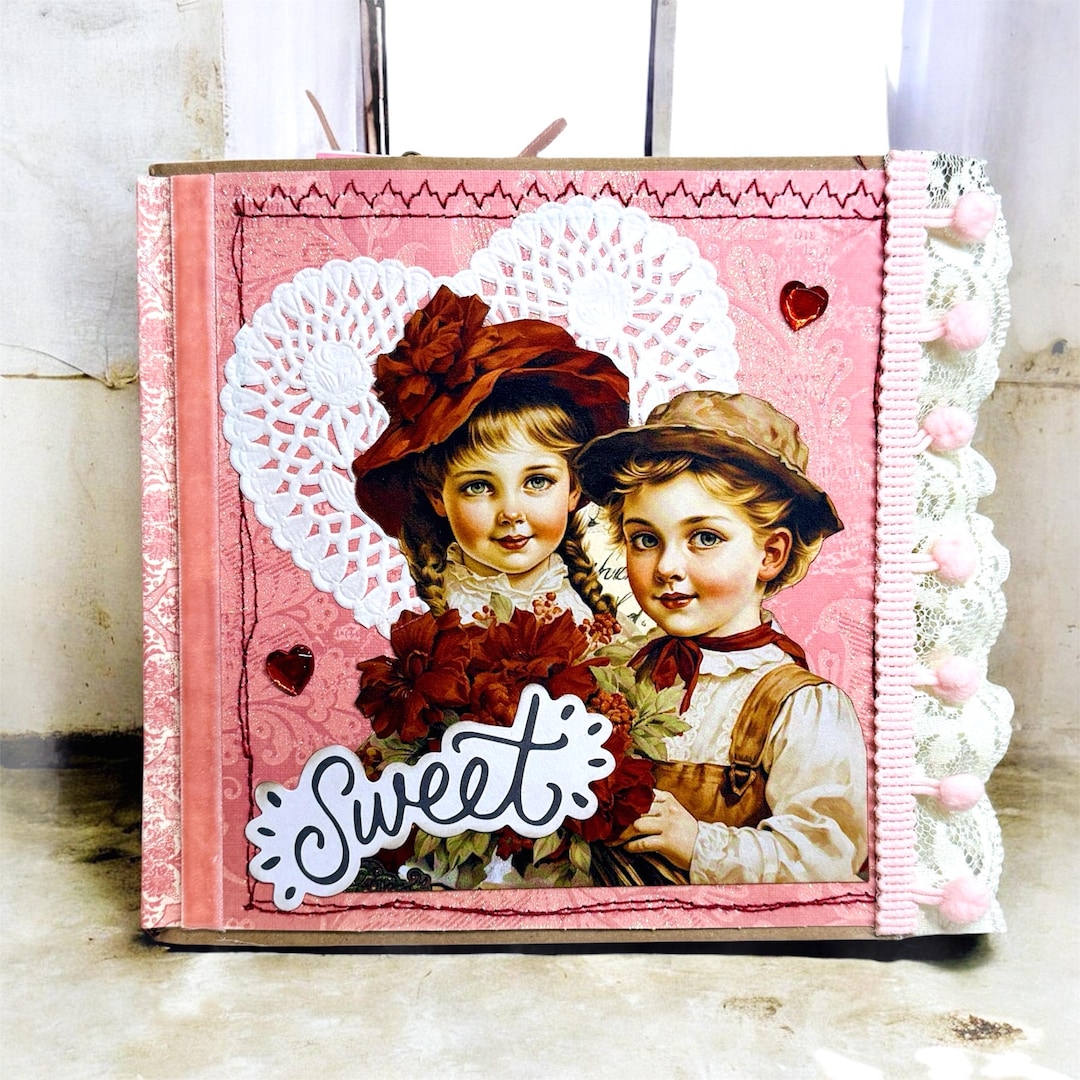 Sweet Valentine Paper Bag Scrapbook Album: Handmade Junk Journal ...