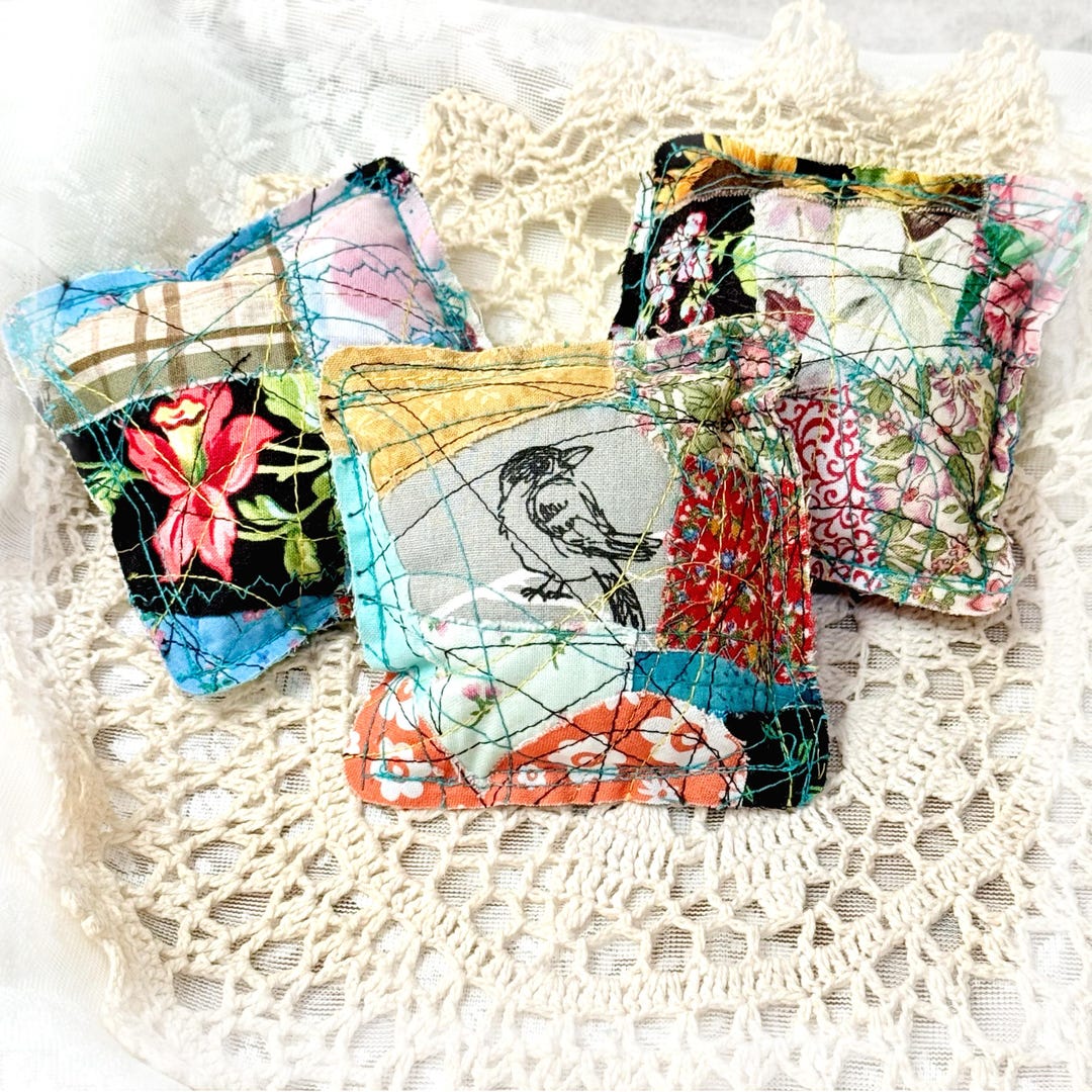 Mini Patchwork Pillows, Set of 3 Quilted Bowl Fillers, Handmade, Tiered ...