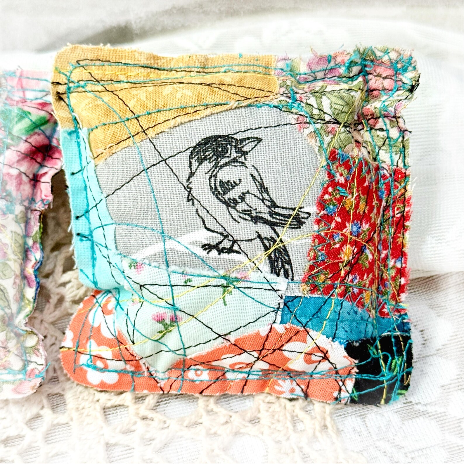 Mini Patchwork Pillows, Set of 3 Quilted Bowl Fillers, Handmade, Tiered ...