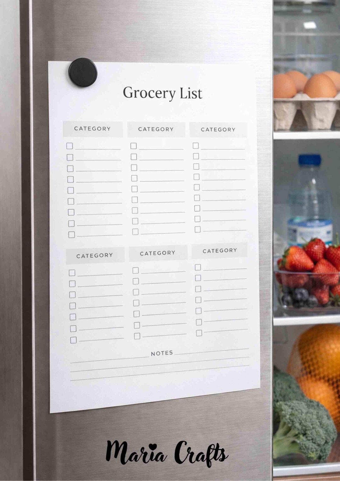 Printable Grocery List With Categories – Letter Size - Etsy