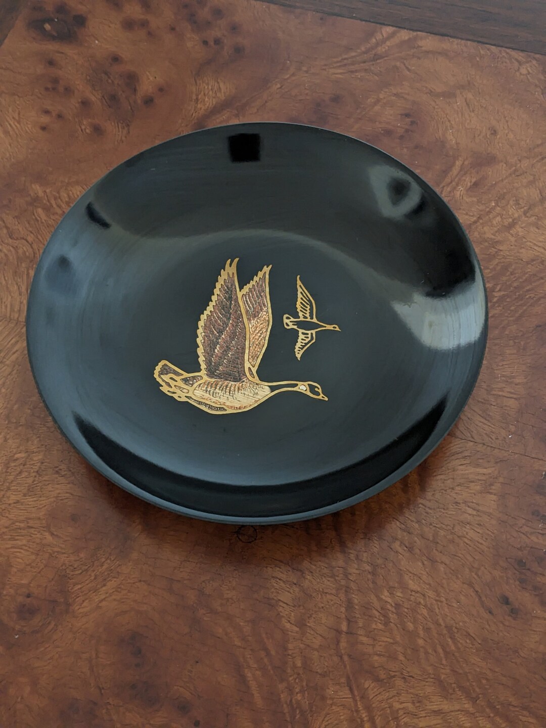 MCM Couroc Canada Goose Wood Inlay Black Bowl - Etsy