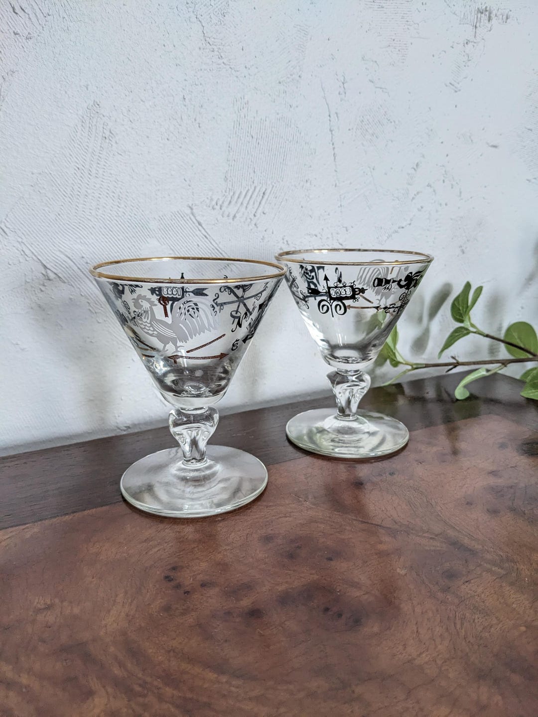 Pair of Vintage Libbey Curio Weathervane Roosters Cocktail Glasses - Etsy