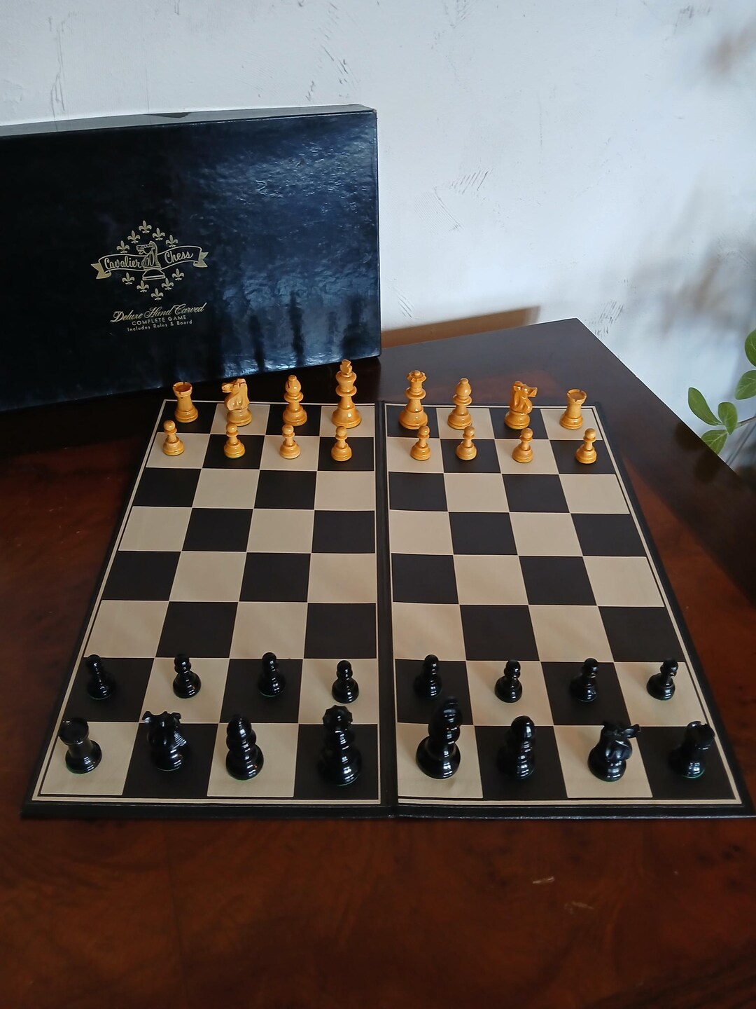 Vintage Cavalier Chess Deluxe Hand Carved Complete Game in Original Box ...