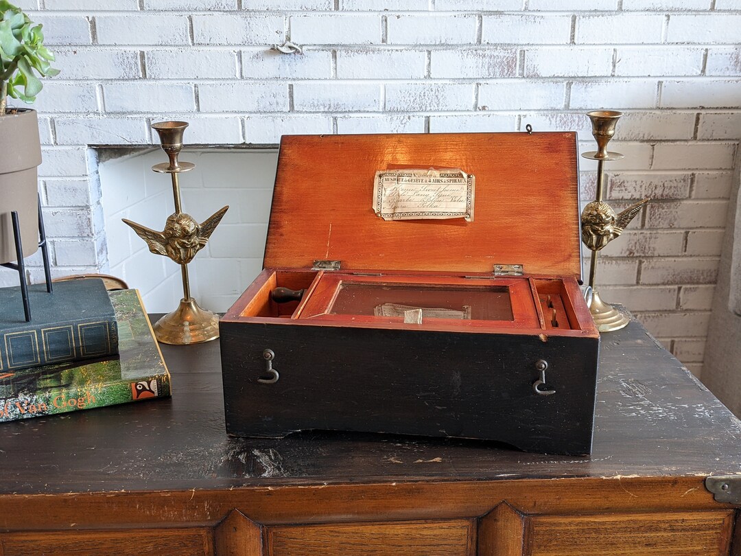 Antique 1800s Swiss Crank Cylinder Music Box WORKING Music De Genieve ...