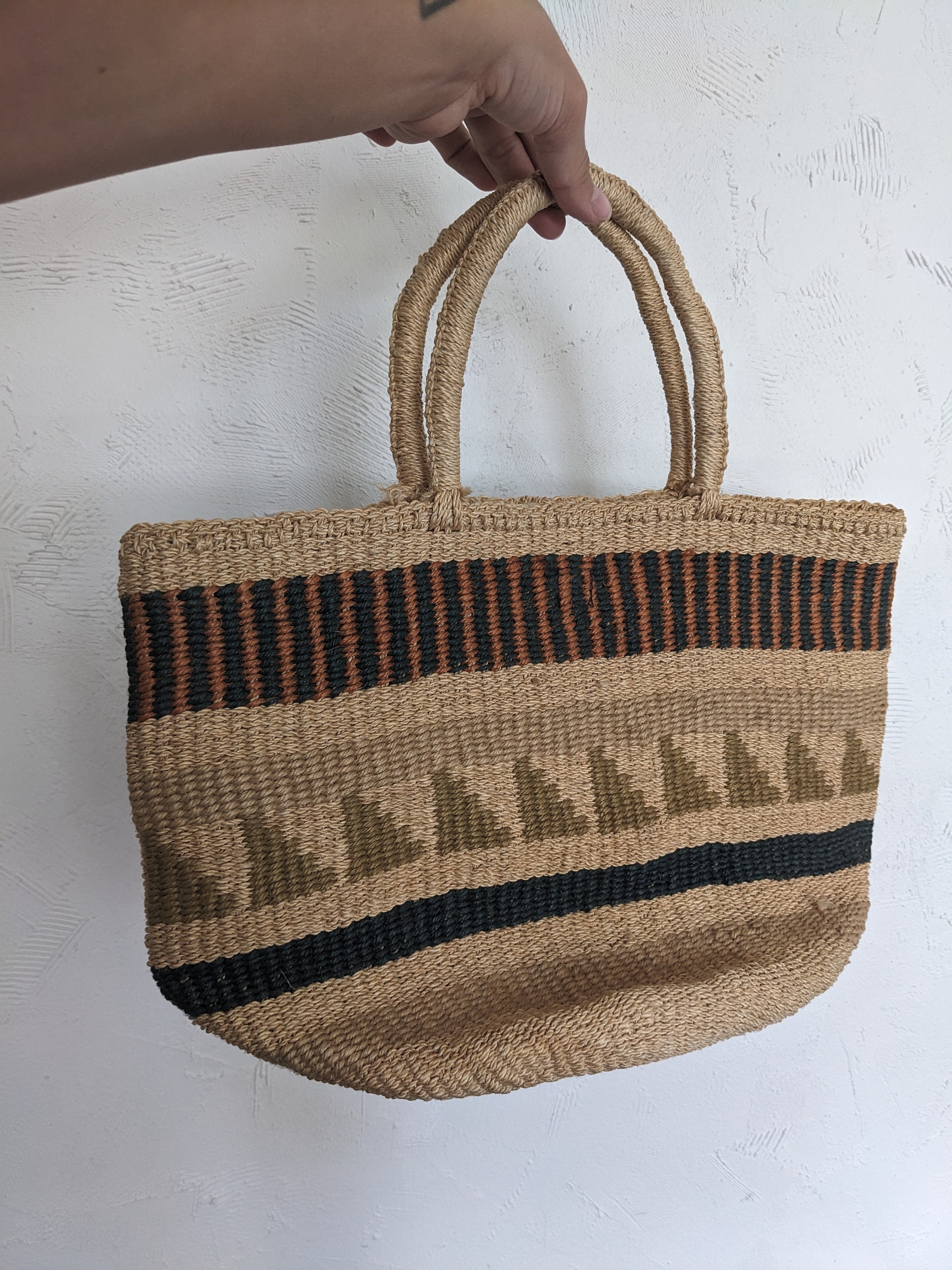 Vintage Handwoven Sisal Basket Purse - Etsy