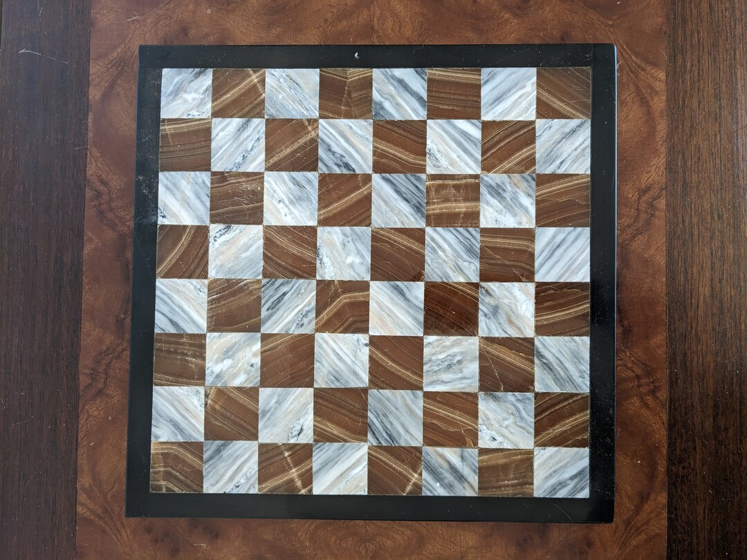 Brown Black and Grey Marble Stone Inlay Chess Board - Etsy