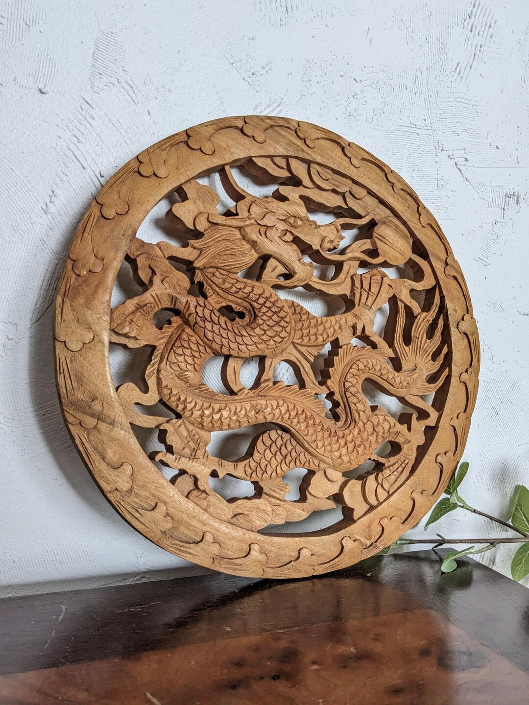Ornate Hand Carved Wooden Chinese Dragon Decor - Etsy