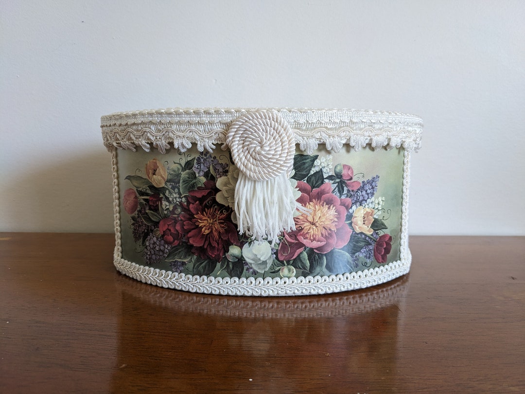 Vintage Floral Fabric and Lace Storage Box - Etsy