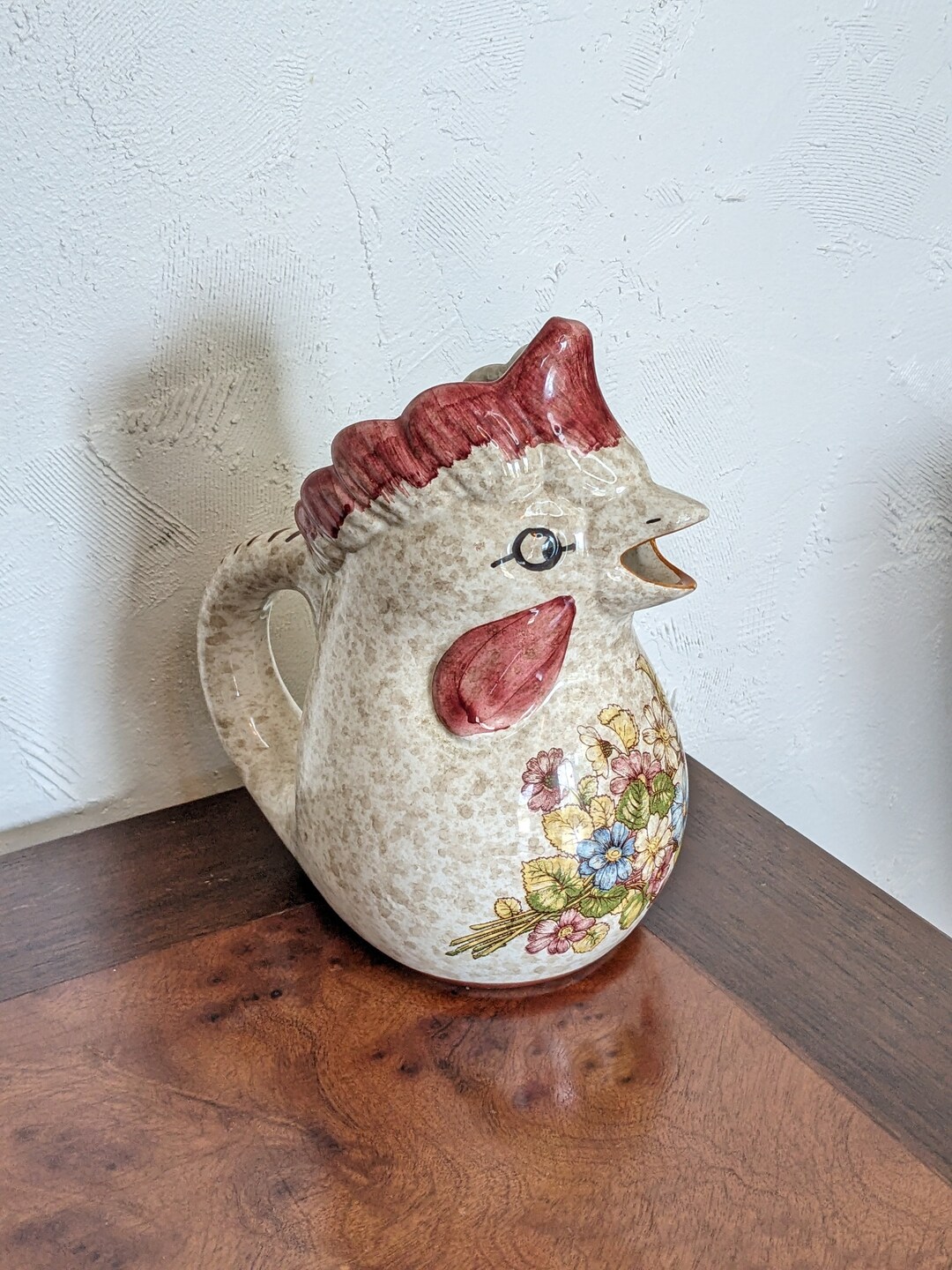 Vintage Italian Ceramic Rooster Pitcher - Etsy