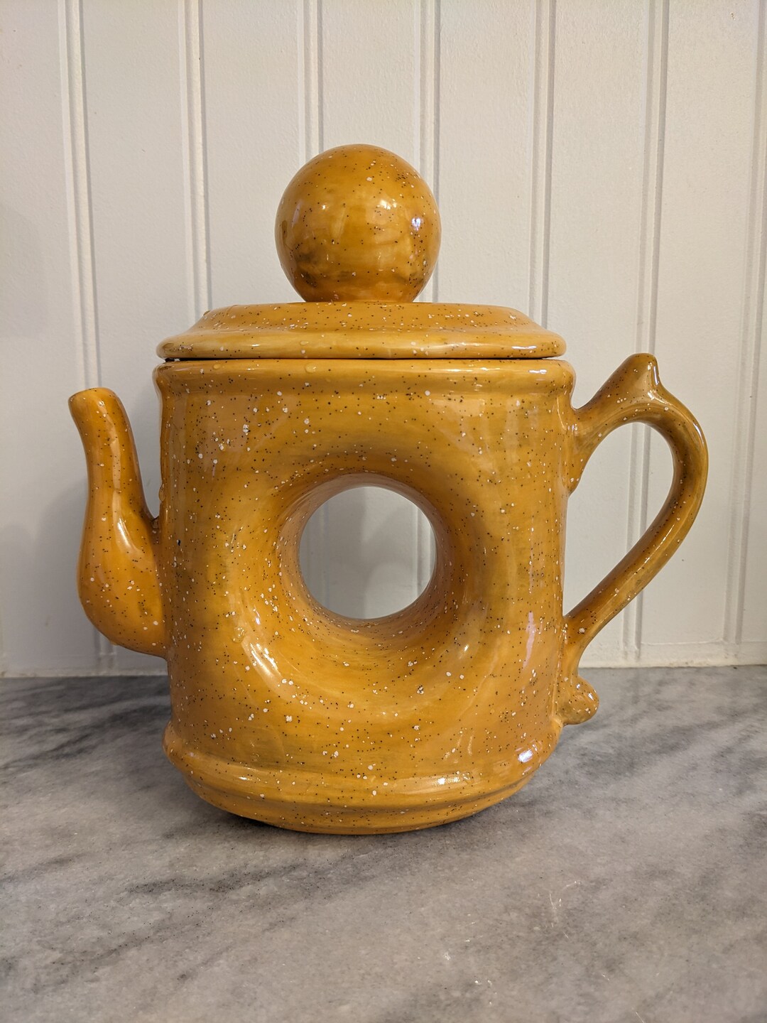 Unique Donut Hole Orange Ceramic Teapot - Etsy