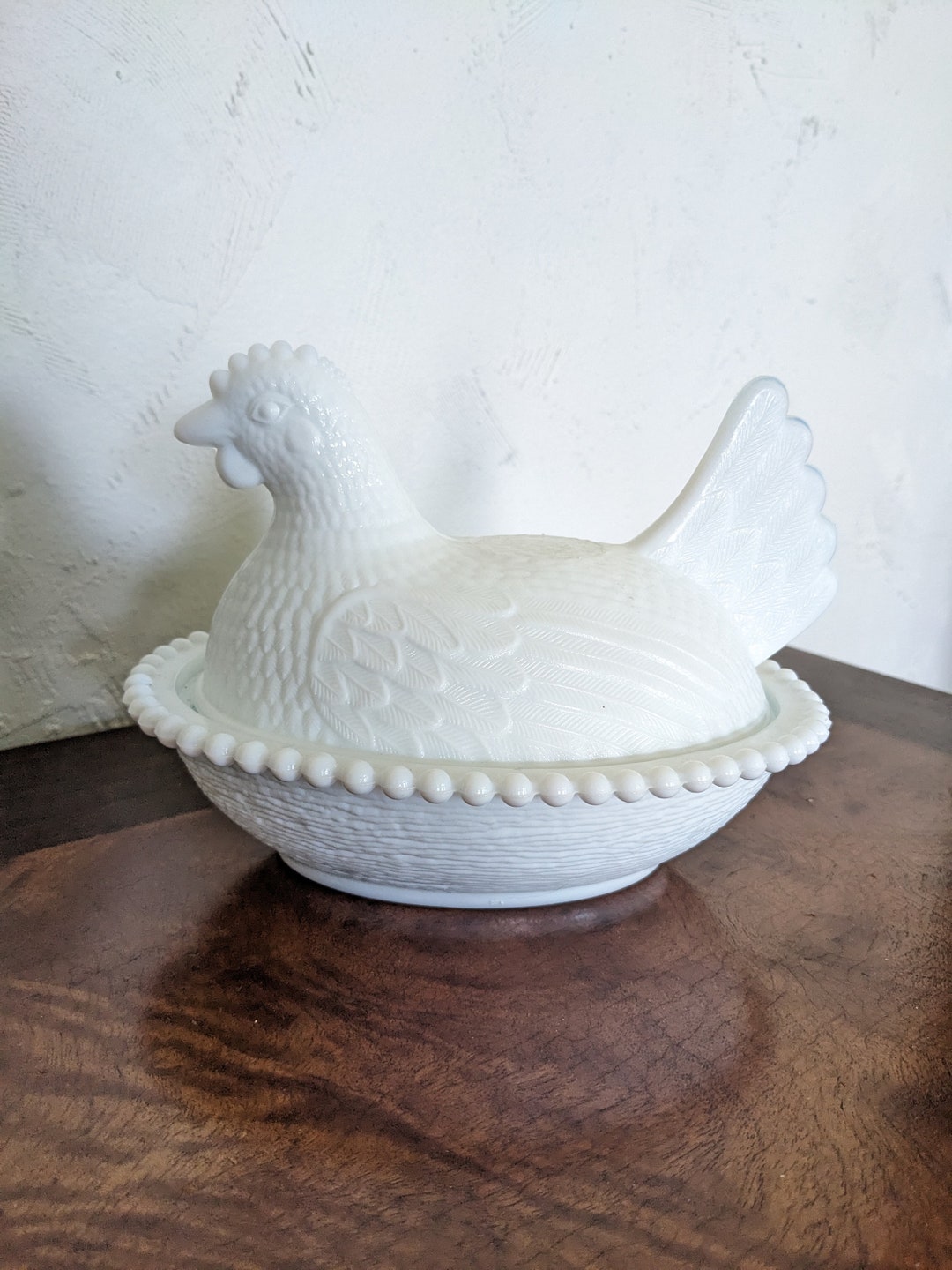 Vintage Milk Glass White Hen on Nest Lidded Dish - Etsy