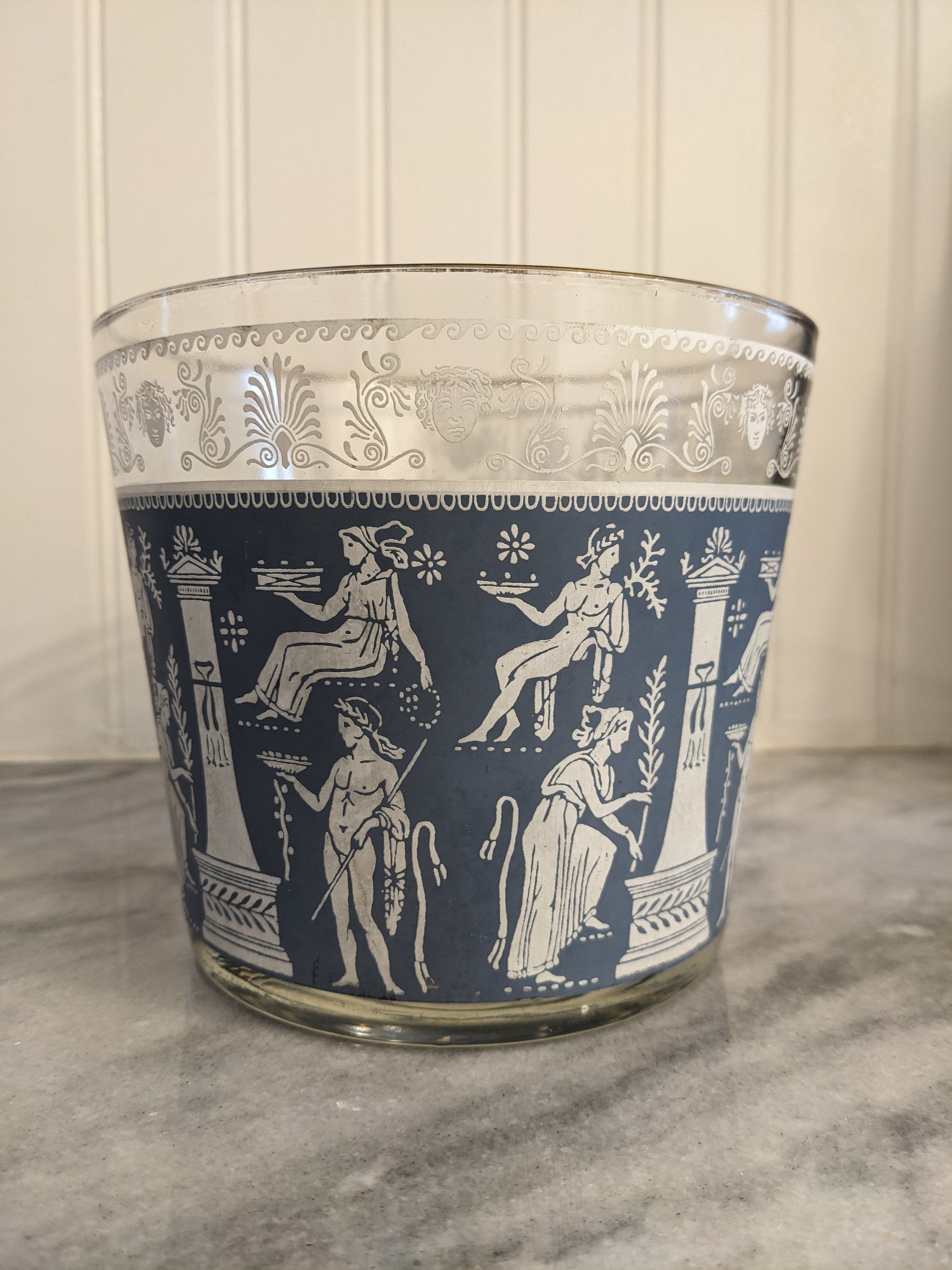 Vintage MCM Greek Glass Ice Bucket - Etsy