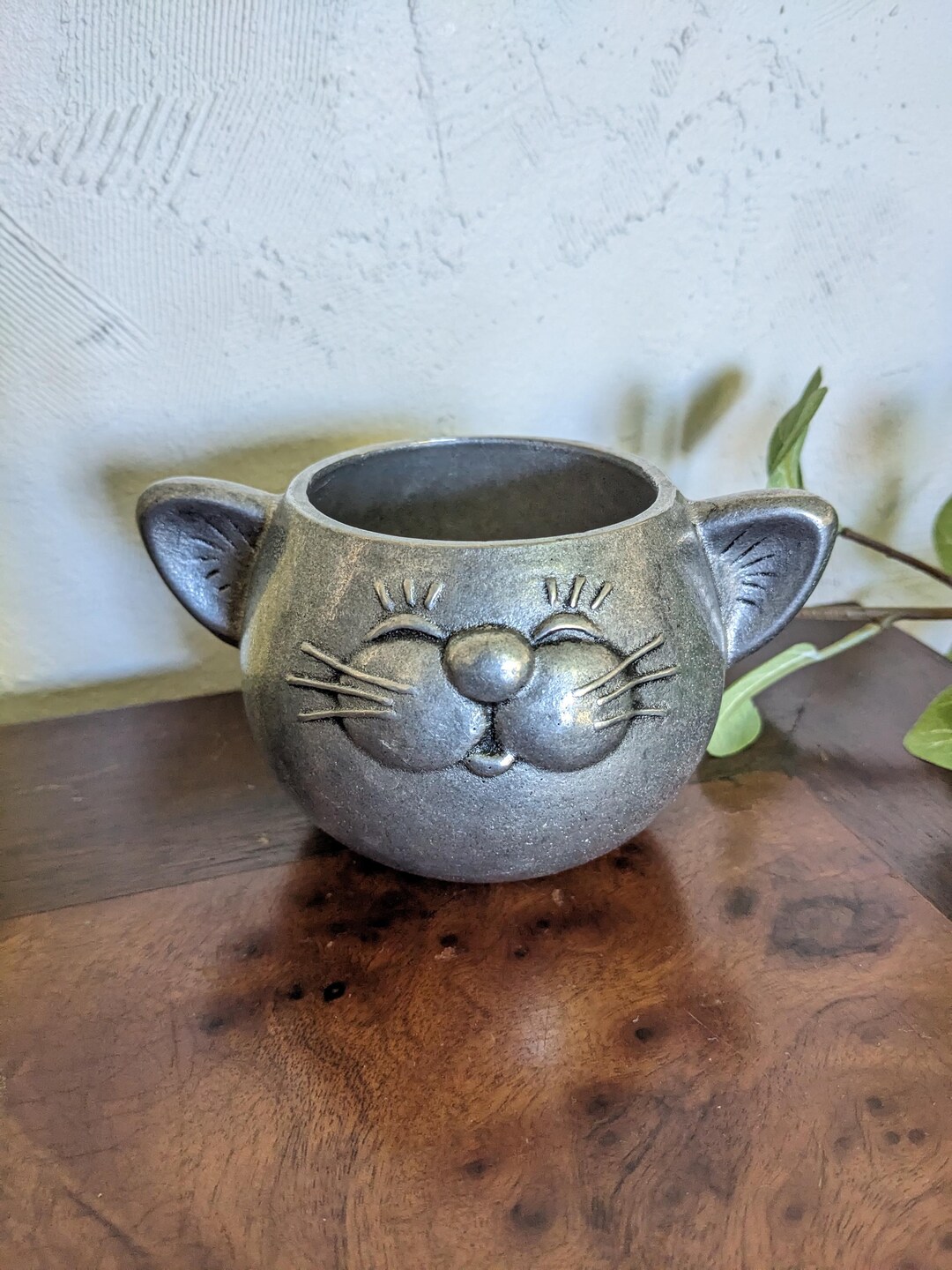 Vintage Wilton Pewter Cat Face Cup Mug - Etsy