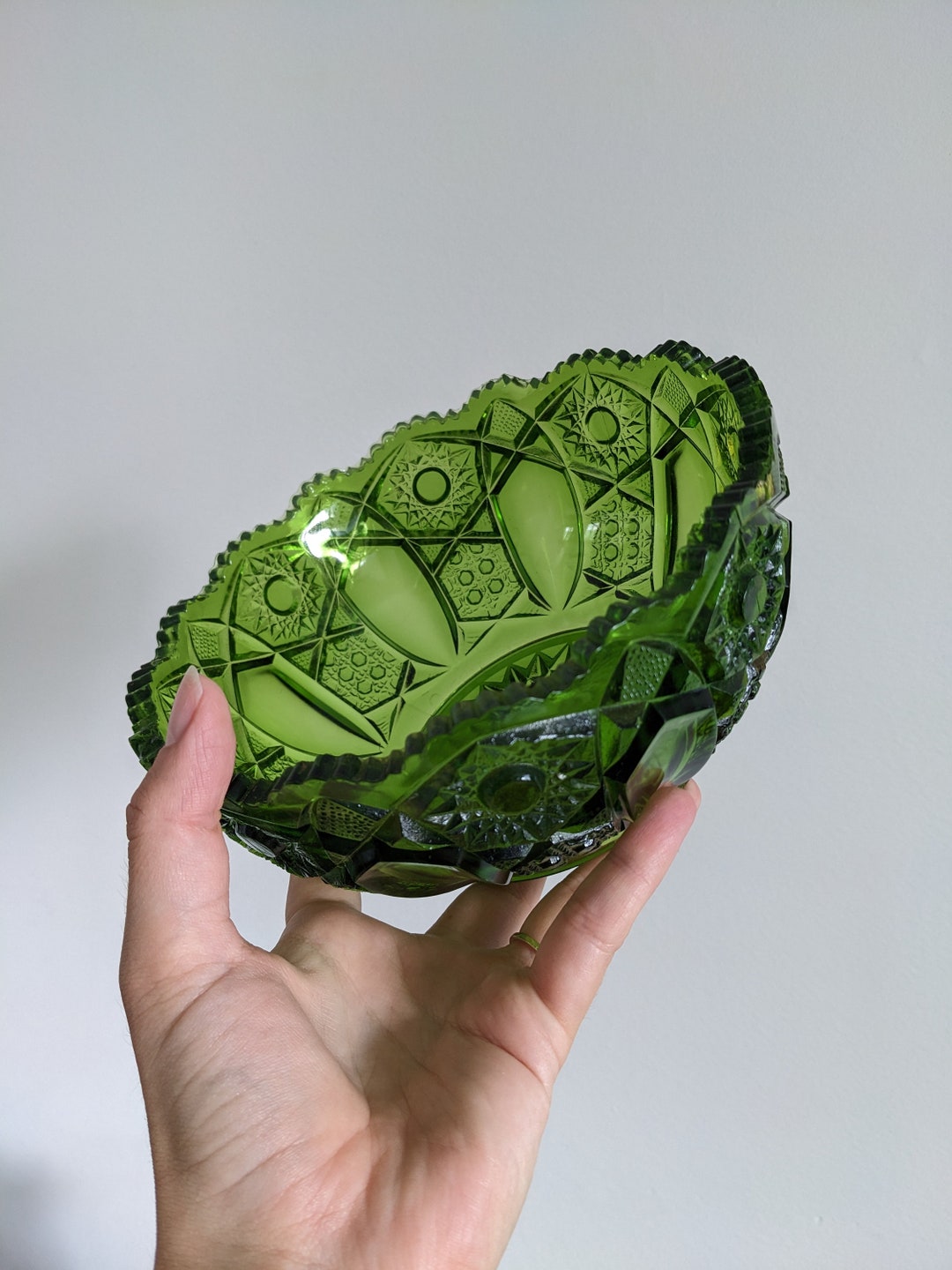 Green L.E. Smith Quintec Hobstar Bowl - Etsy