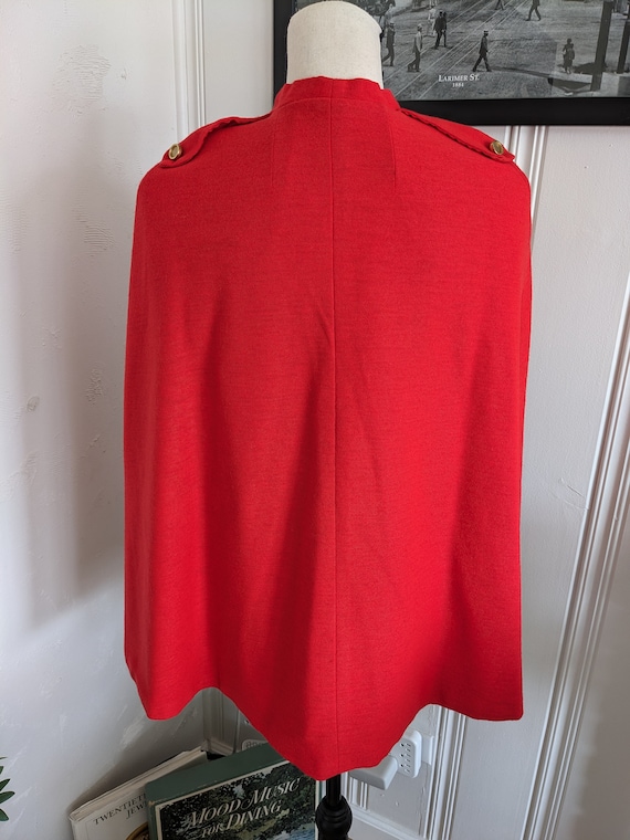 Vintage Bright Red Cape with Gold Buttons - Gem