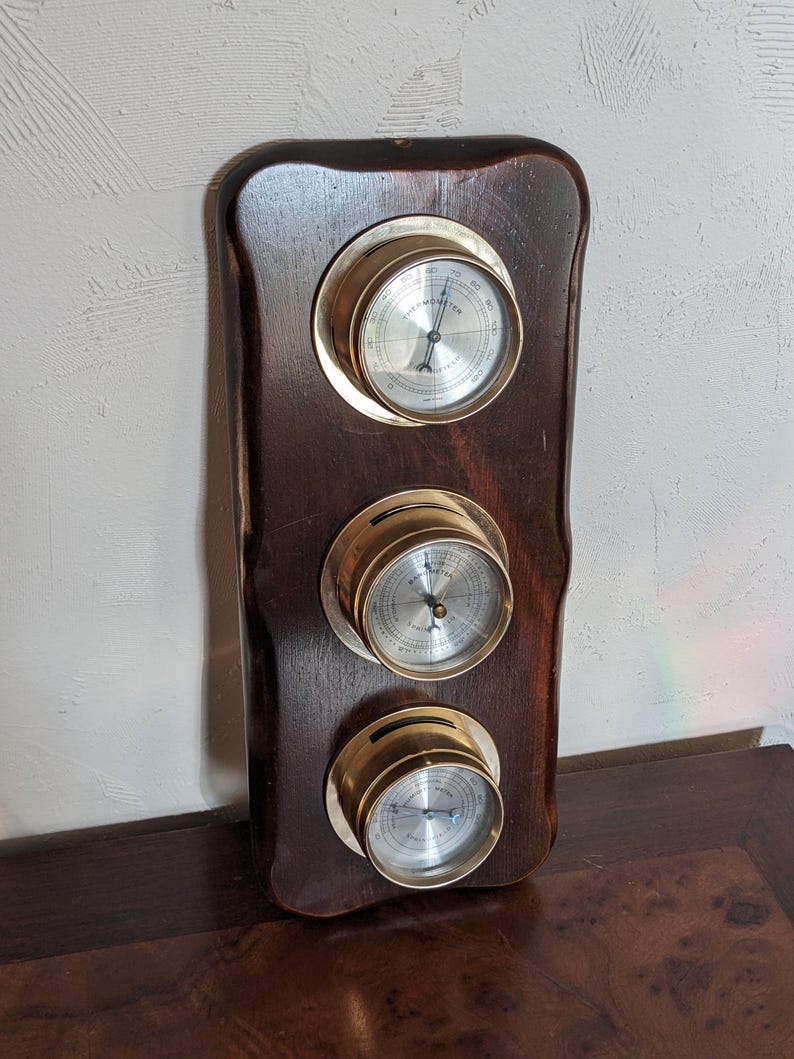 Vintage Dark Wood Springfield Classic Weather Station - Etsy