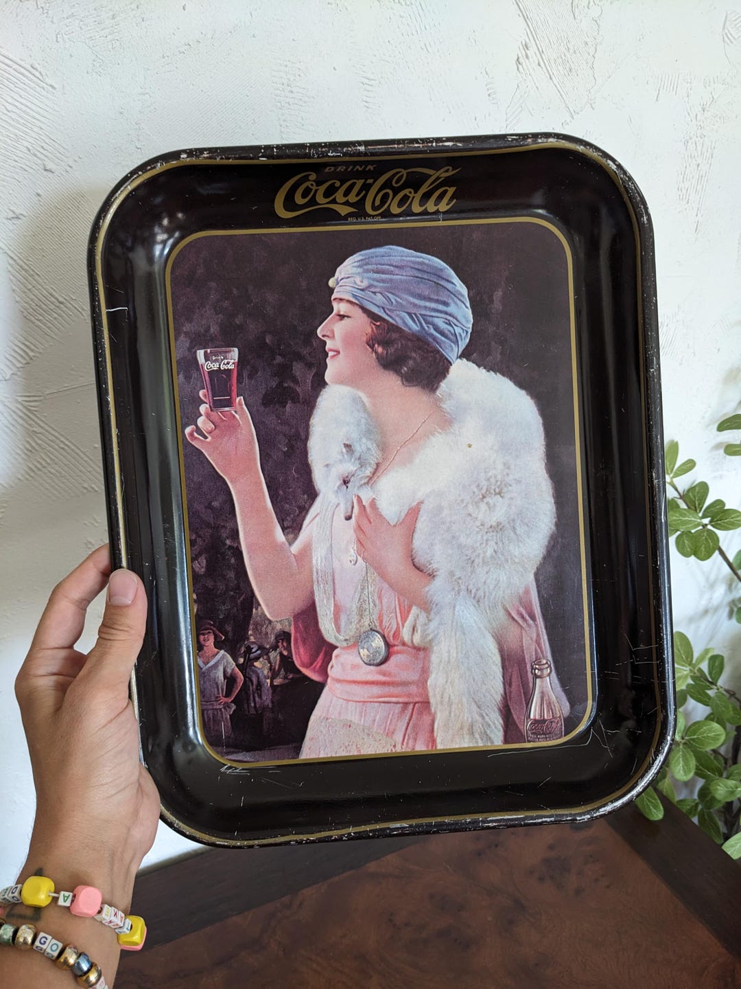 Vintage Coca Cola 1920s Woman With Fox Tin Tray - Etsy