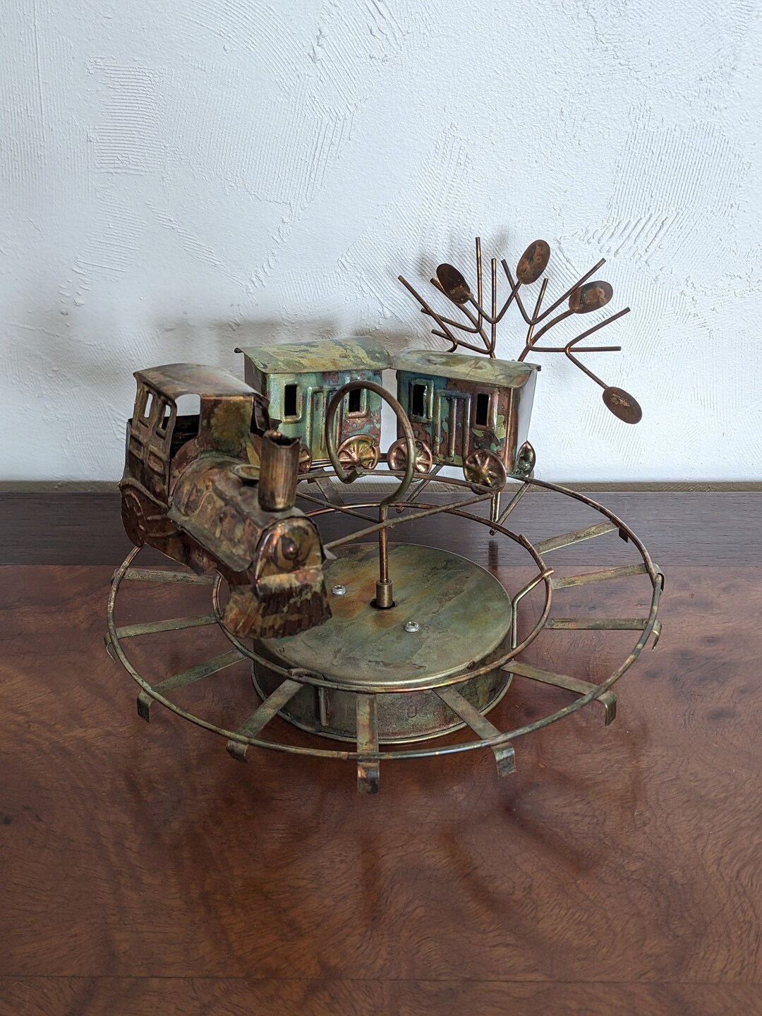Vintage Metal Wind-up Train Carousel Music Box Plays I've Been Working ...